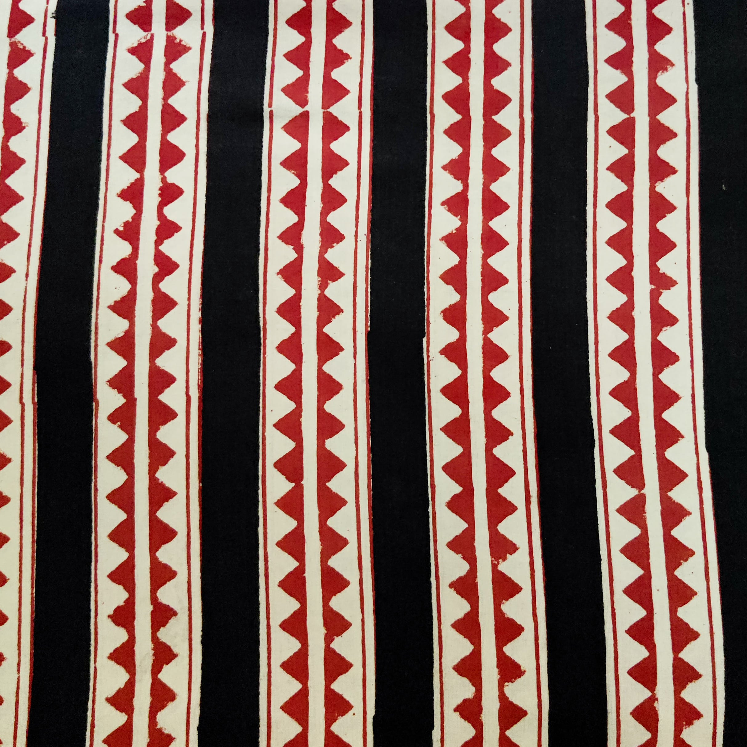 Pure Cotton Bagru Black With Rust And Cream Triangle Border Hand Block ...