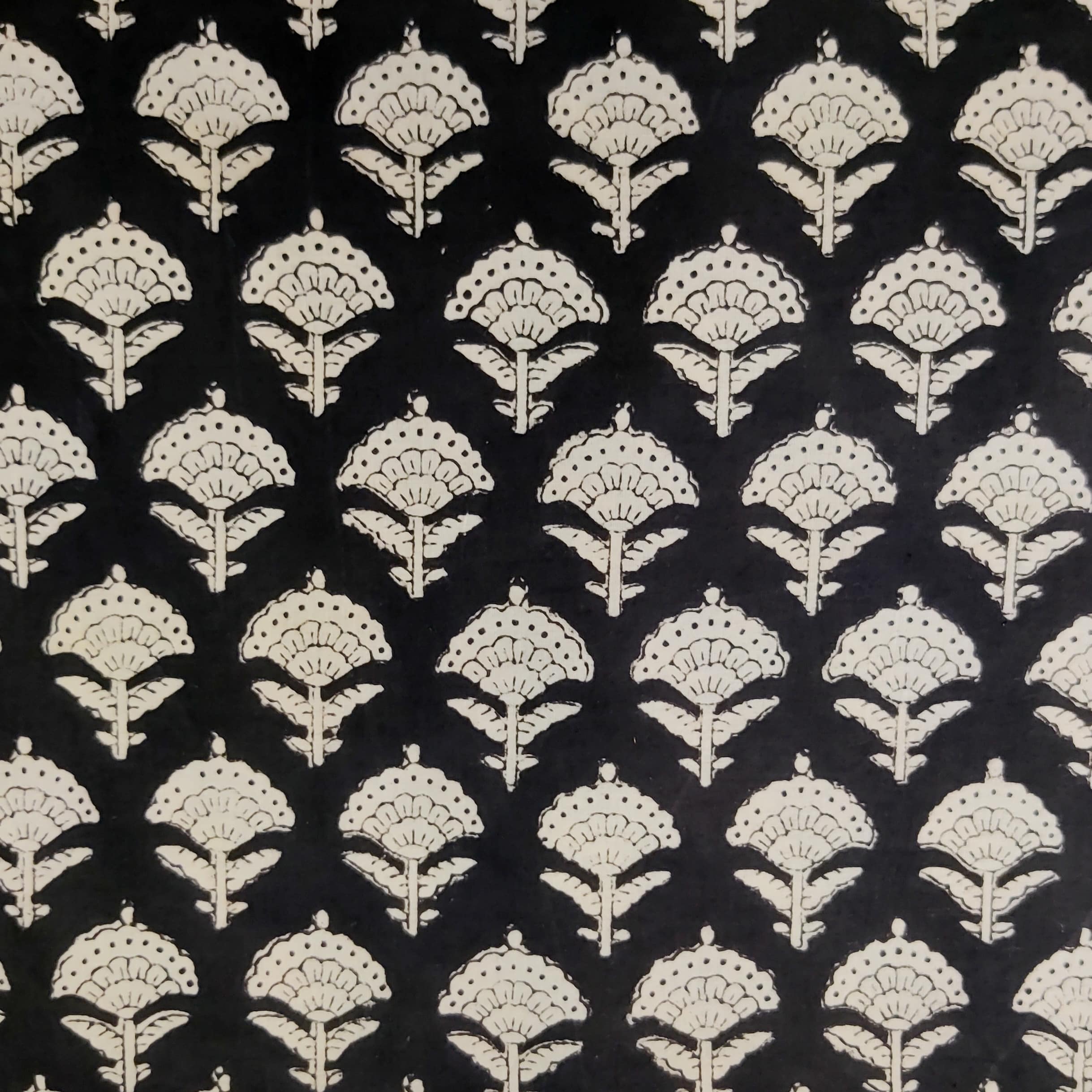 Pure Cotton Bagru Iris Flower Motif Hand Block Print Fabric – Sanskruti