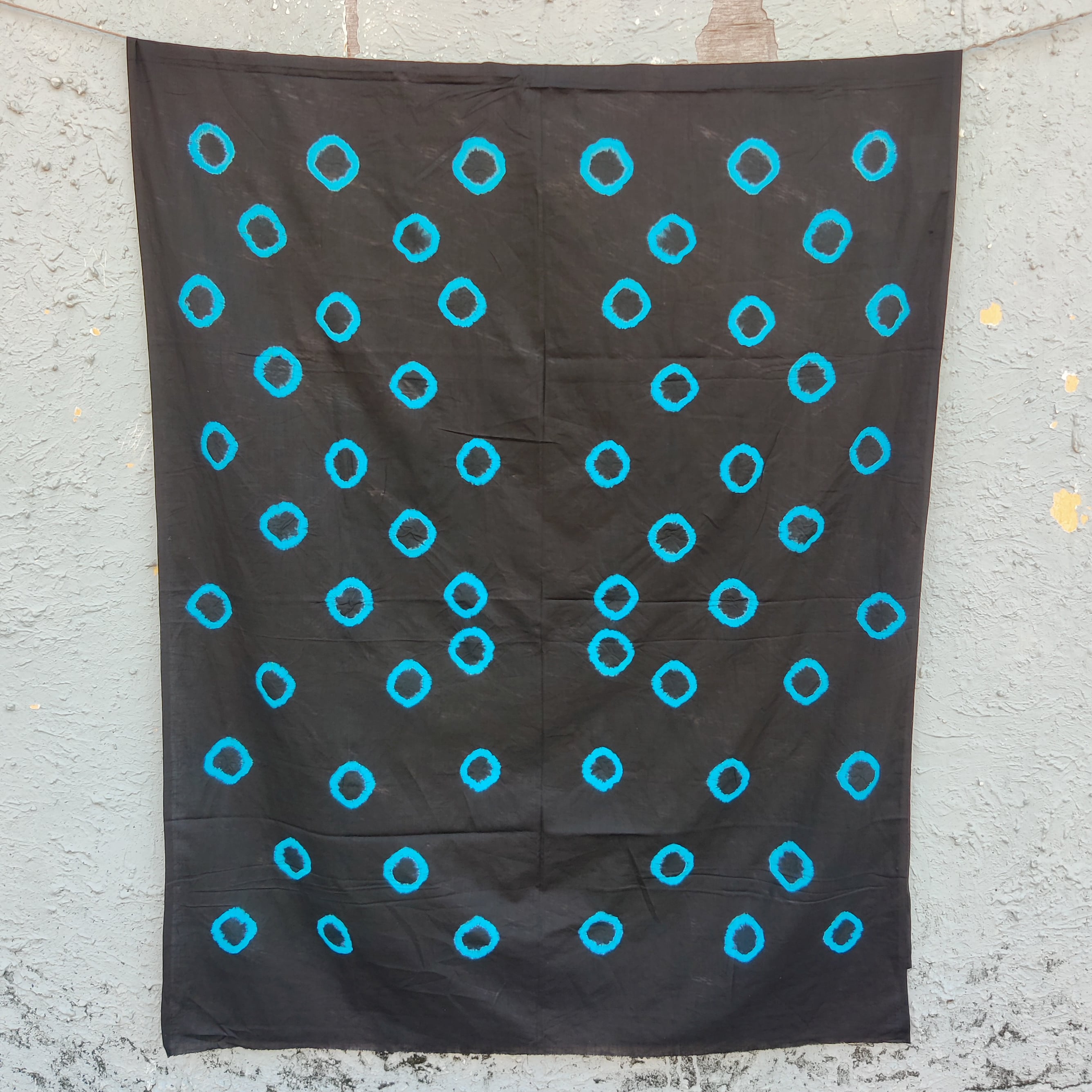 ( Precut 2.50 Meter ) Pure Cotton Bandani Black With Blue Tie And Dye ...