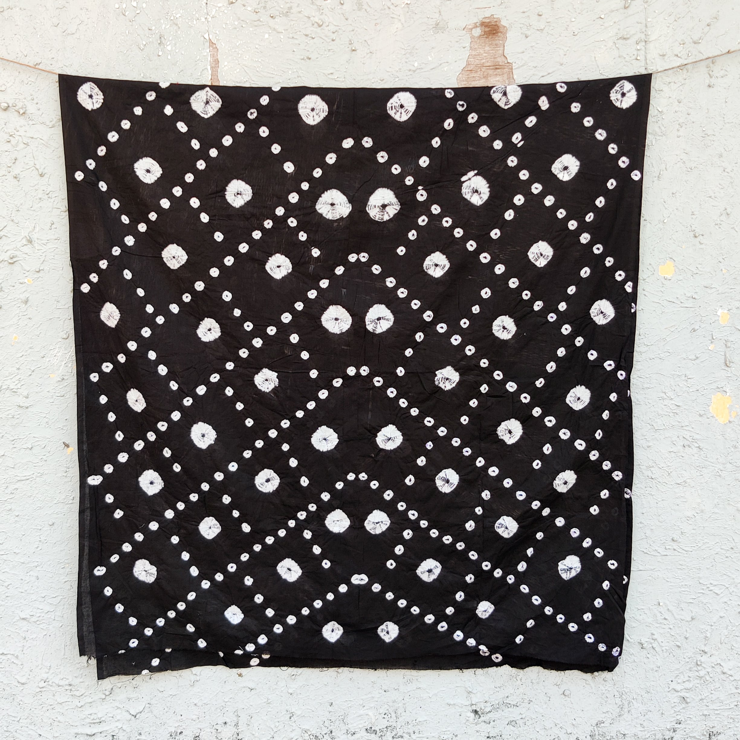 ( Precut 2.10 Meter ) Pure Cotton Bandani Black With White Tie And Dye ...