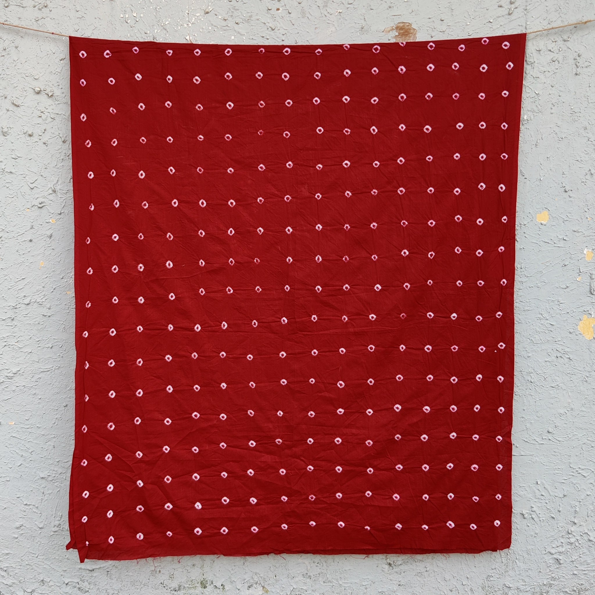 ( Pre-Cut 2.5 Meter ) Pure Cotton Bandani Red And White Tie And Dye Fa ...