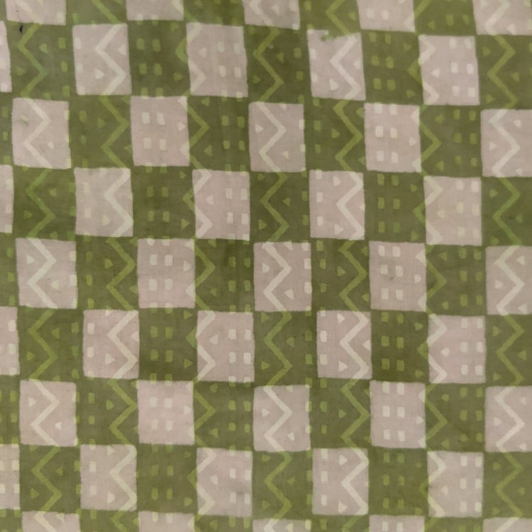 (PRE-CUT 1.15 METER) Pure Cotton Dabu Bagru Pastel Green And Kashish H – Sanskruti