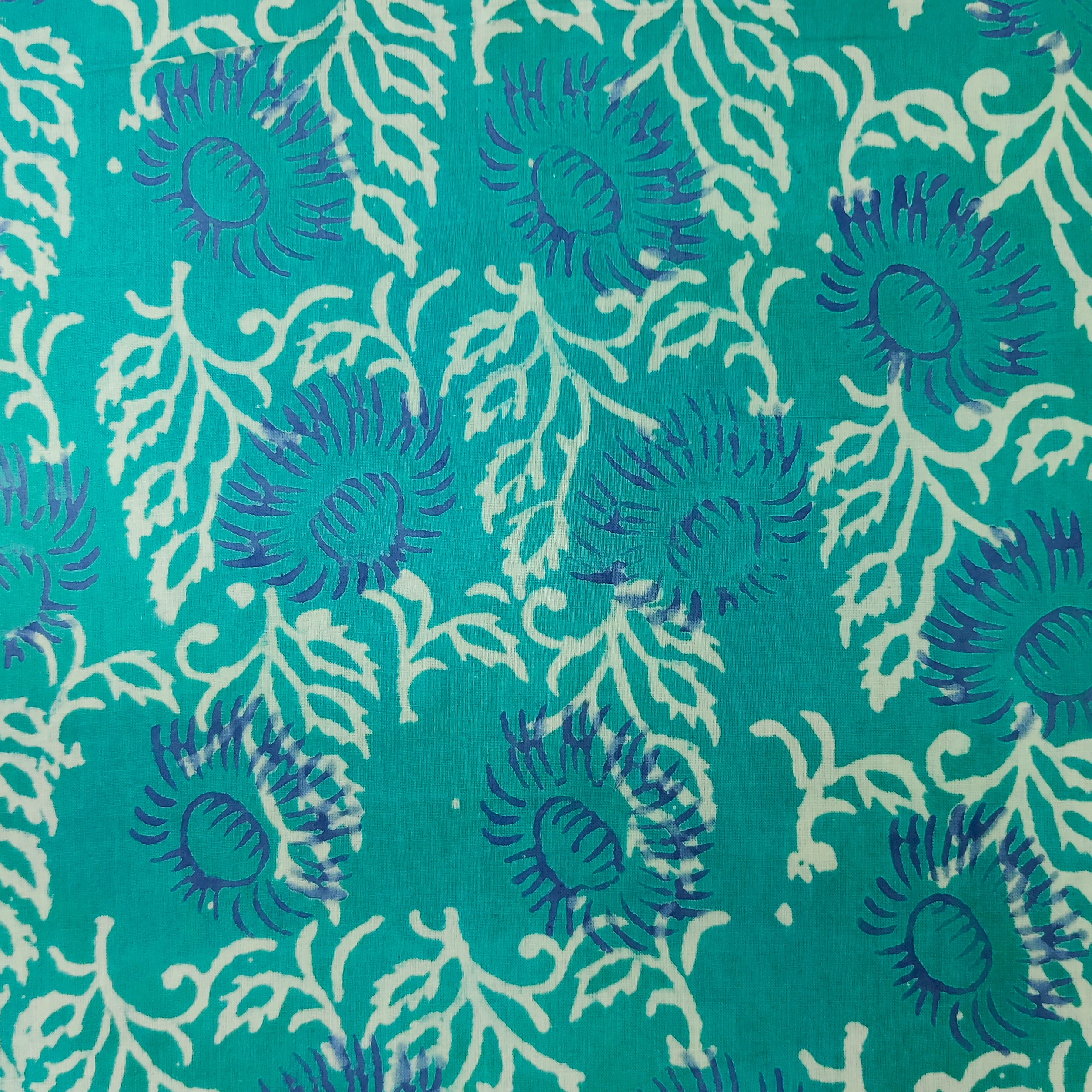 ( Pre-Cut 1.30 Meter ) Pure Cotton Dabu Blue With Intricate Design Han ...