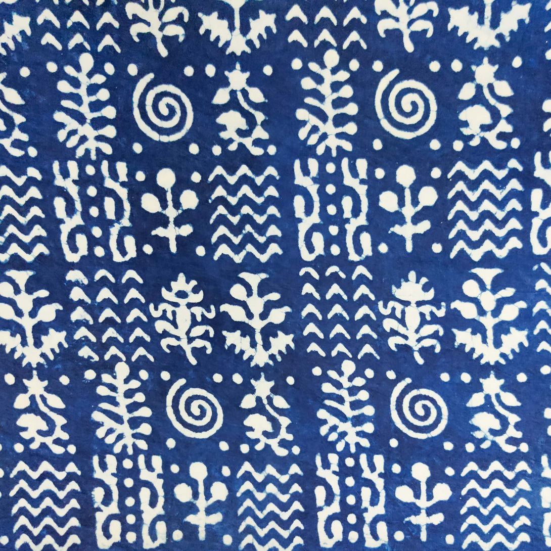 Pure Cotton Dabu Indigo With Cream Intricate Design Hand Block Print F ...