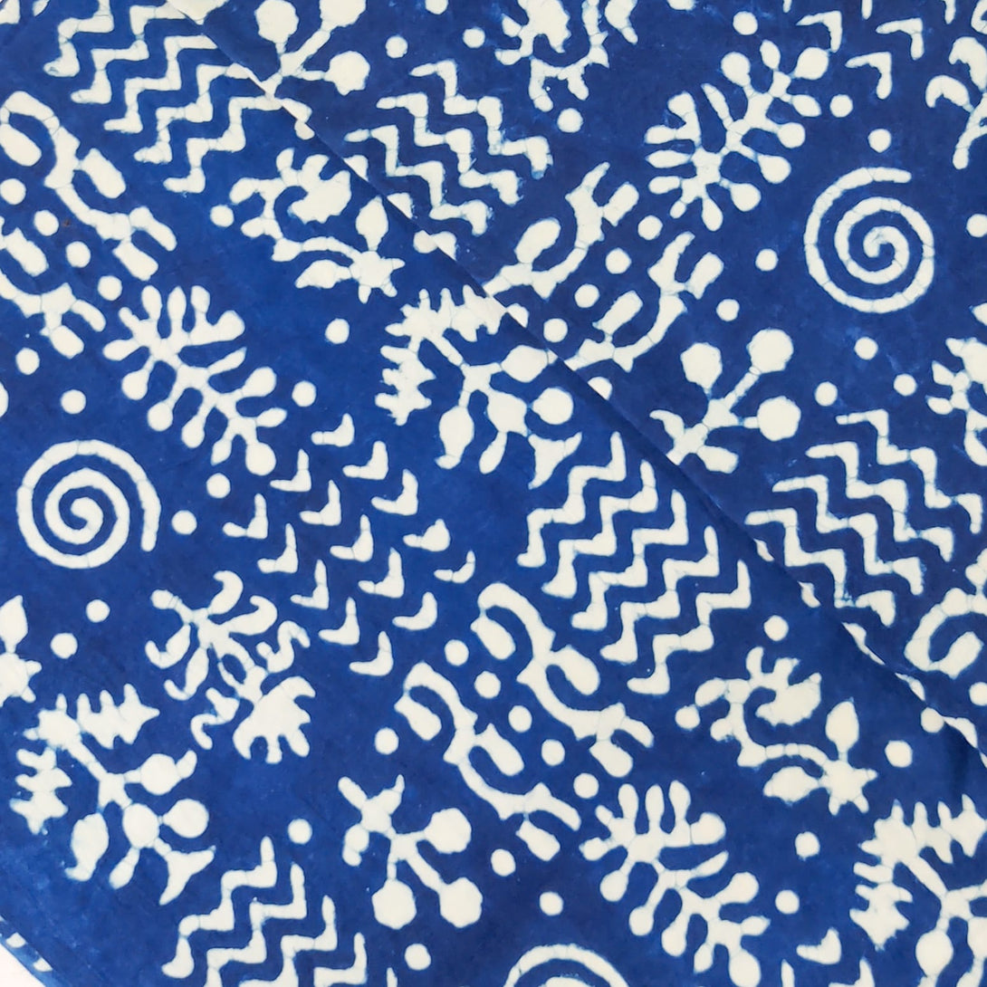 Pure Cotton Dabu Indigo With Cream Intricate Design Hand Block Print F ...
