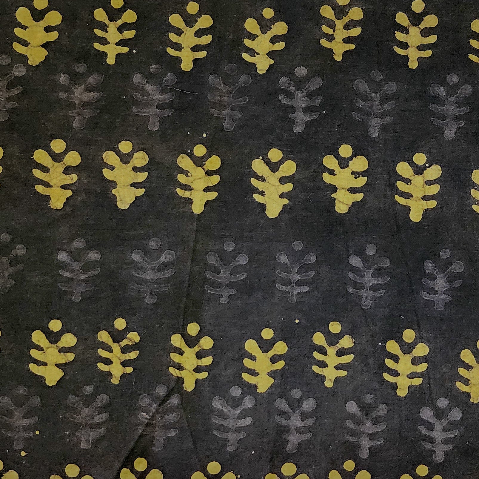 Pure Cotton Dabu Dark Brown With Mustard Flower Motif Hand Block Print ...