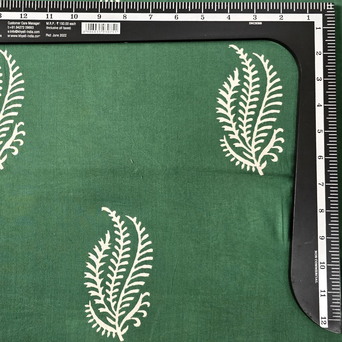 Pure Cotton Dabu Dark Green Big Flower Motif Hand Block Print Fabric ...
