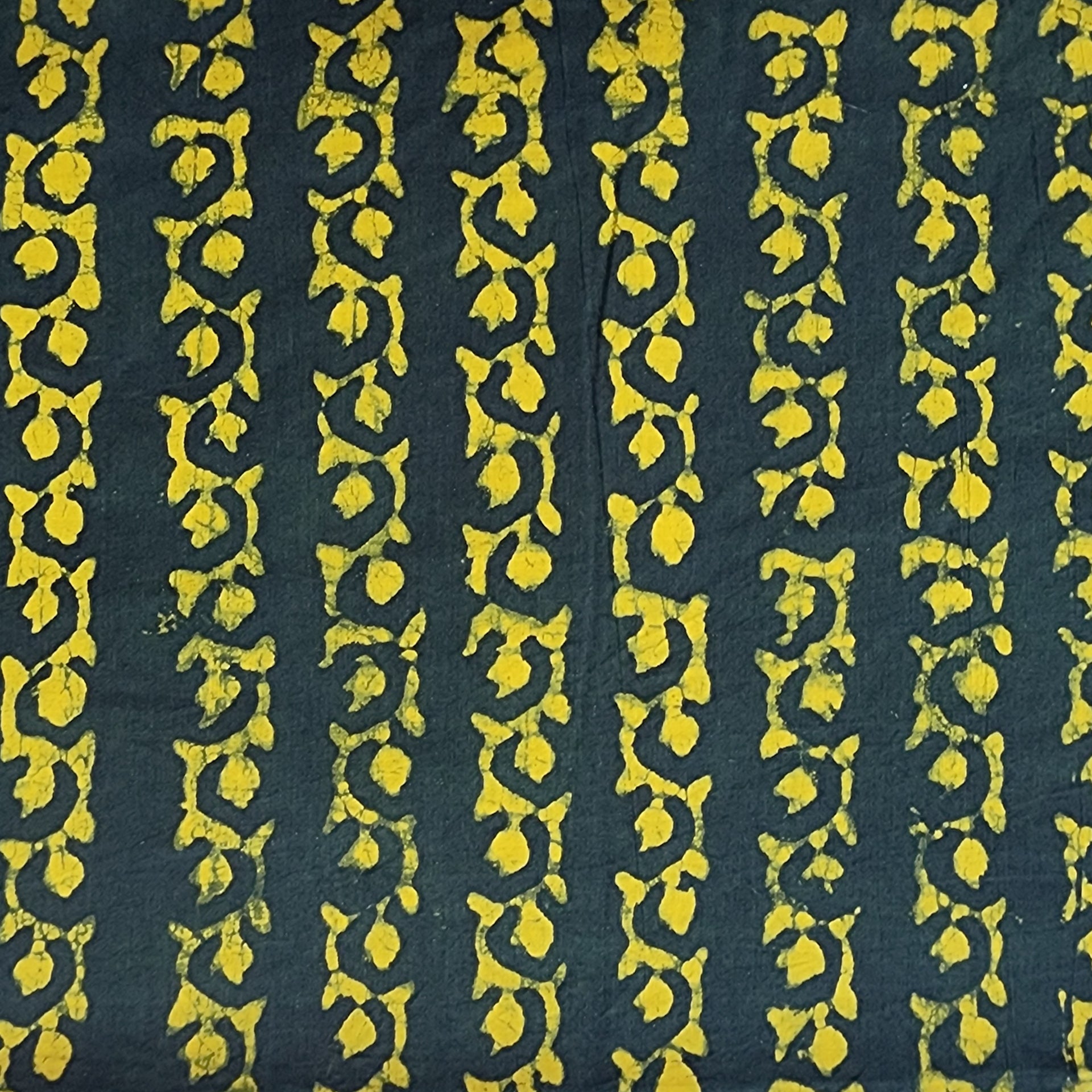 Pure Cotton Dabu Dark Green With Yellow Flower Creper Hand Block Print – Sanskruti