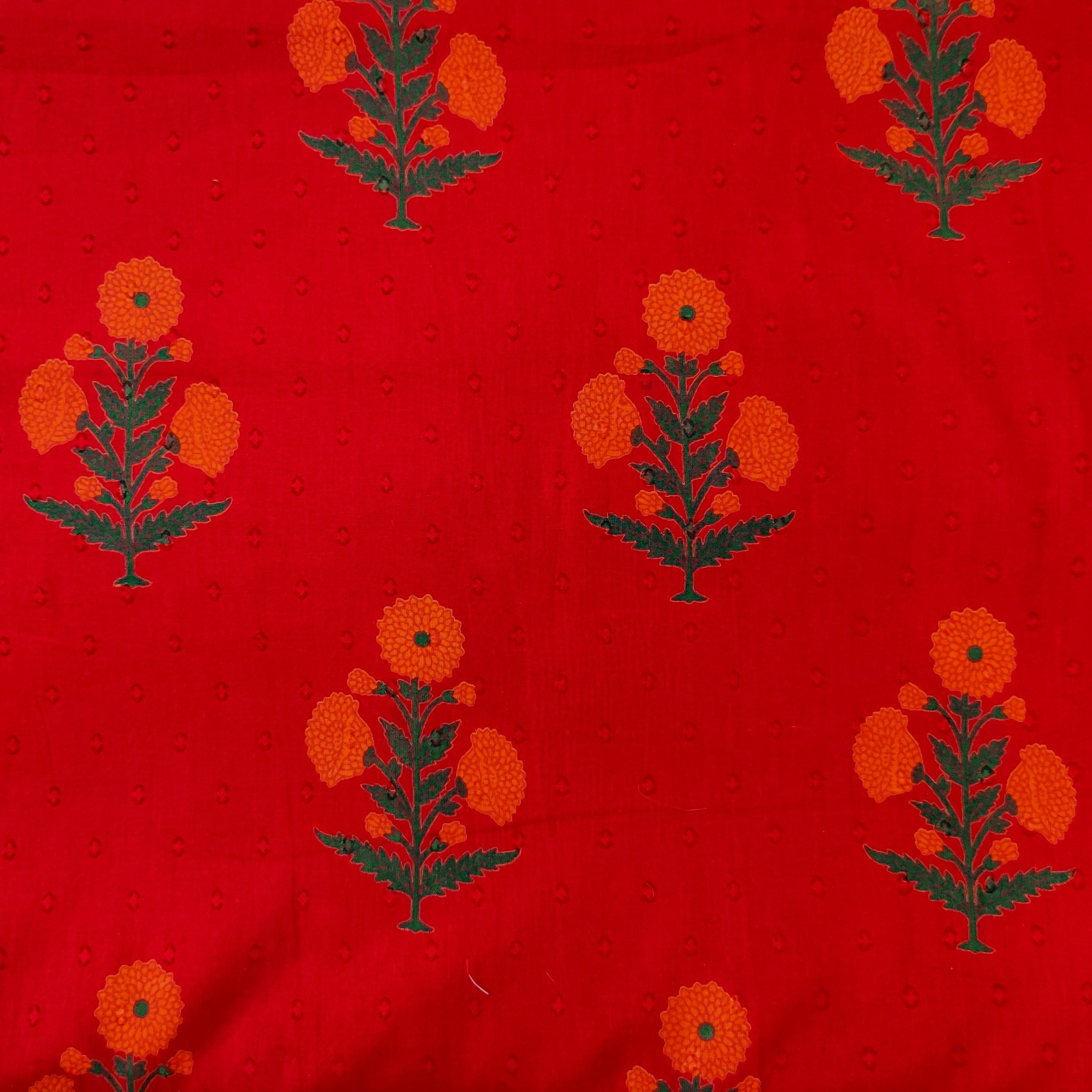 Pre-cut 1.35 meter Pure Cotton Dabu Doby Red Maroon With Mughal Motif – Sanskruti