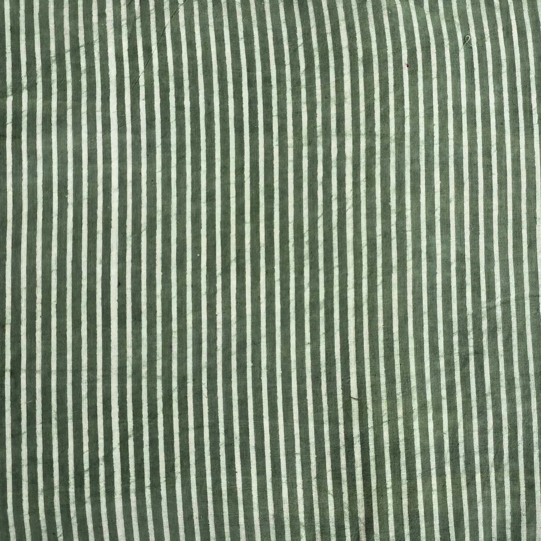 Pure Cotton Dabu Green Stripes Hand Block Print Fabric – Sanskruti
