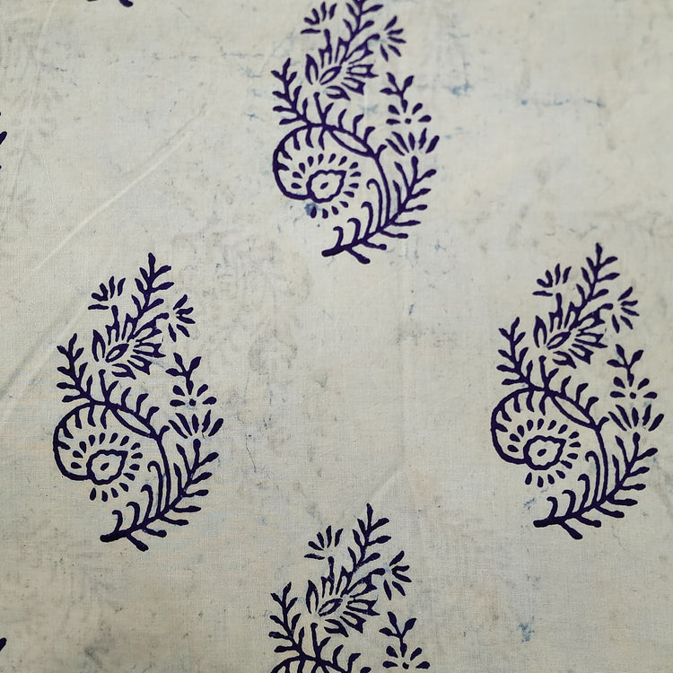 Pure Cotton Dabu Indigo Big Flower Motif Hand Block Print Fabric ...