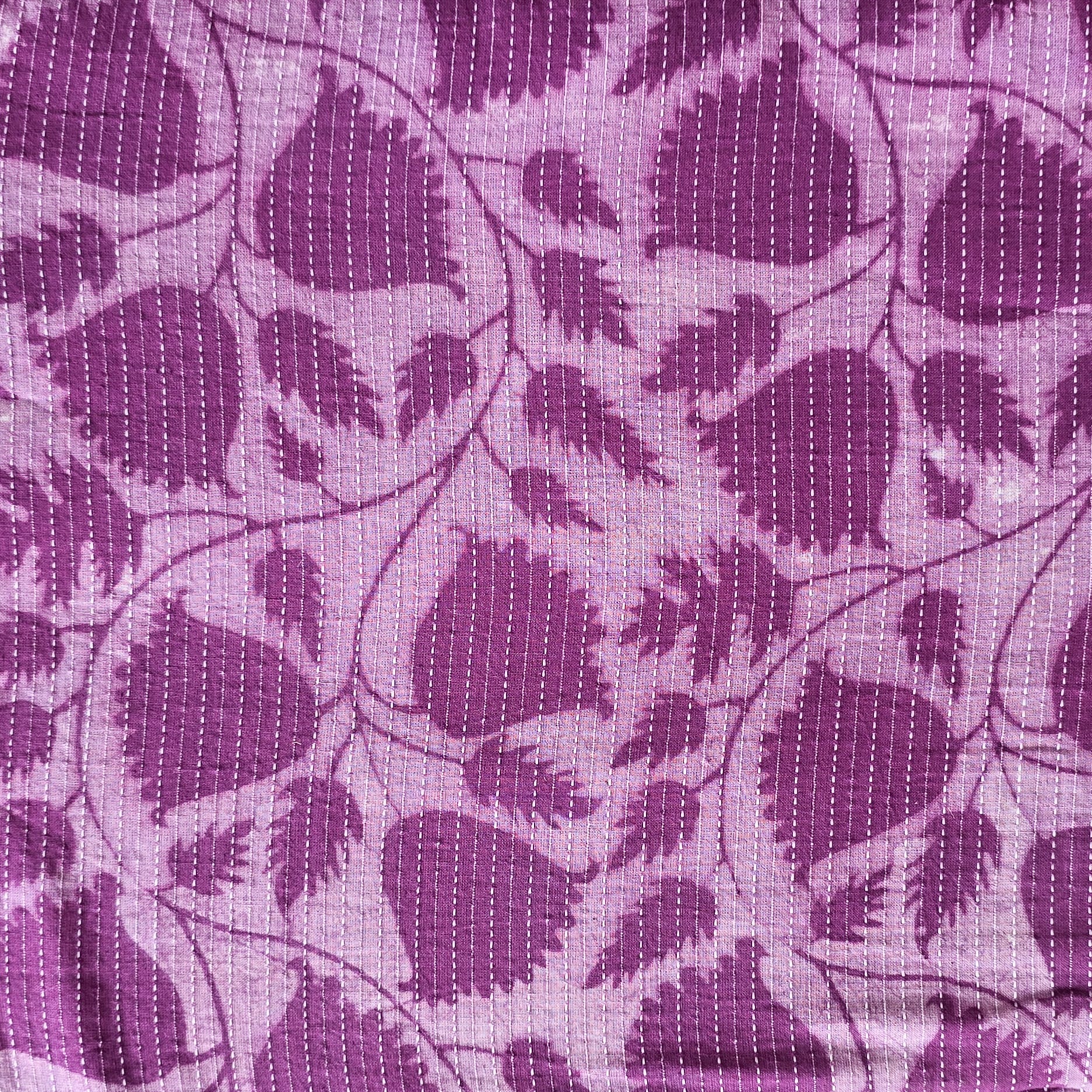 Pure Cotton Dabu Katha Purple Flower Jaal Hand Block Print Fabric ...