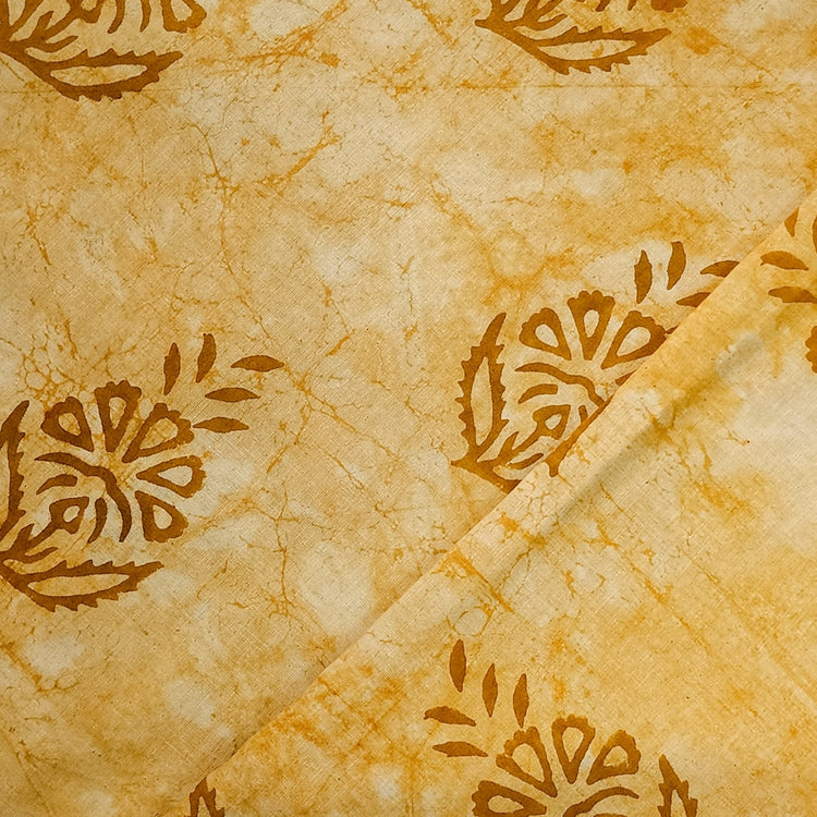 Pure Cotton Dabu Mustard Flower Motif Hand Block Print Fabric – Sanskruti