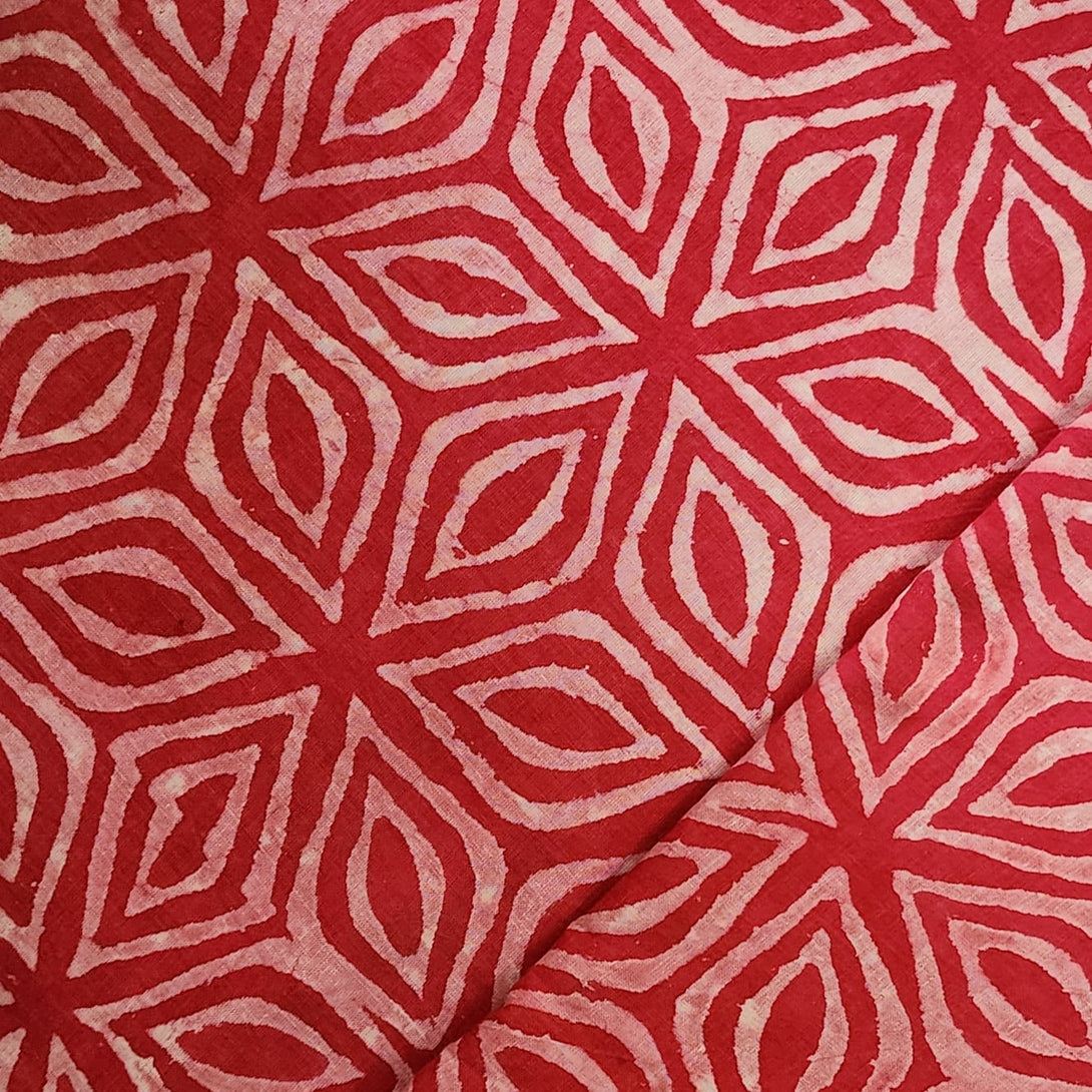 Pure Cotton Dabu Pink And Cream Flower Motif Hand Block Print Fabric ...
