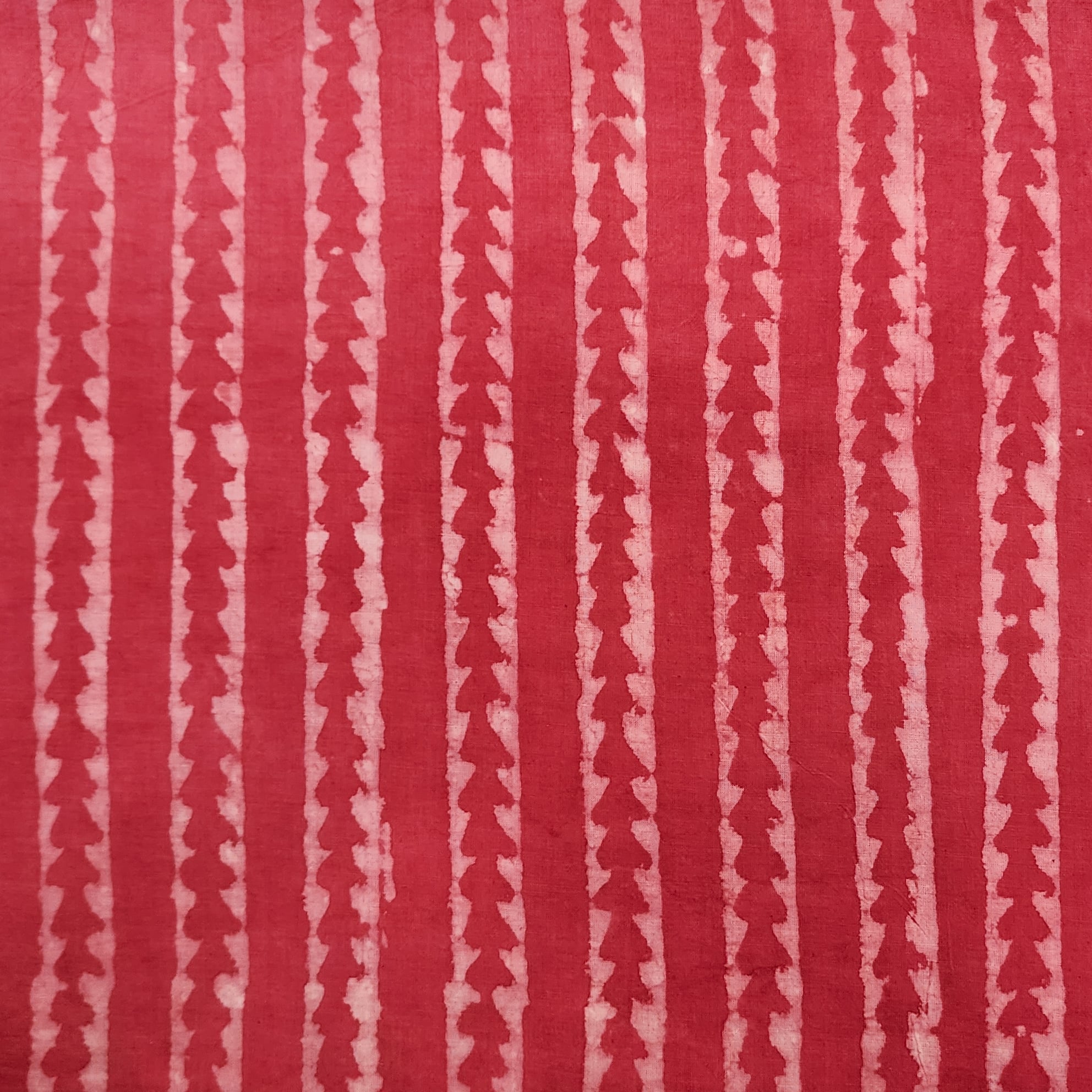 Pure Cotton Dabu Pink With Cream Triangle Border Hand Block Print Fabr ...