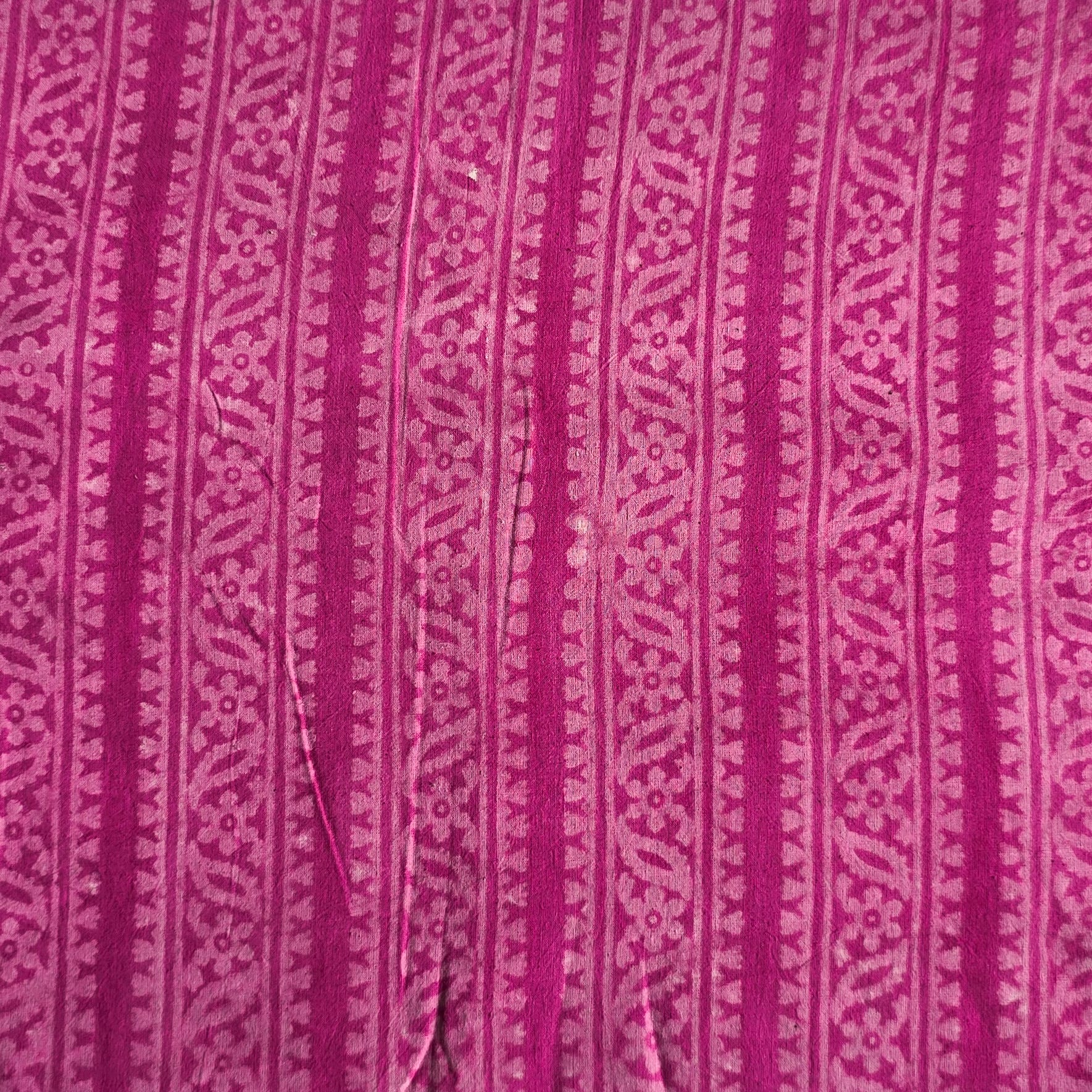 (PRE-CUT 1.85 METER) Pure Cotton Dabu Pink With White Border Hand Bloc ...