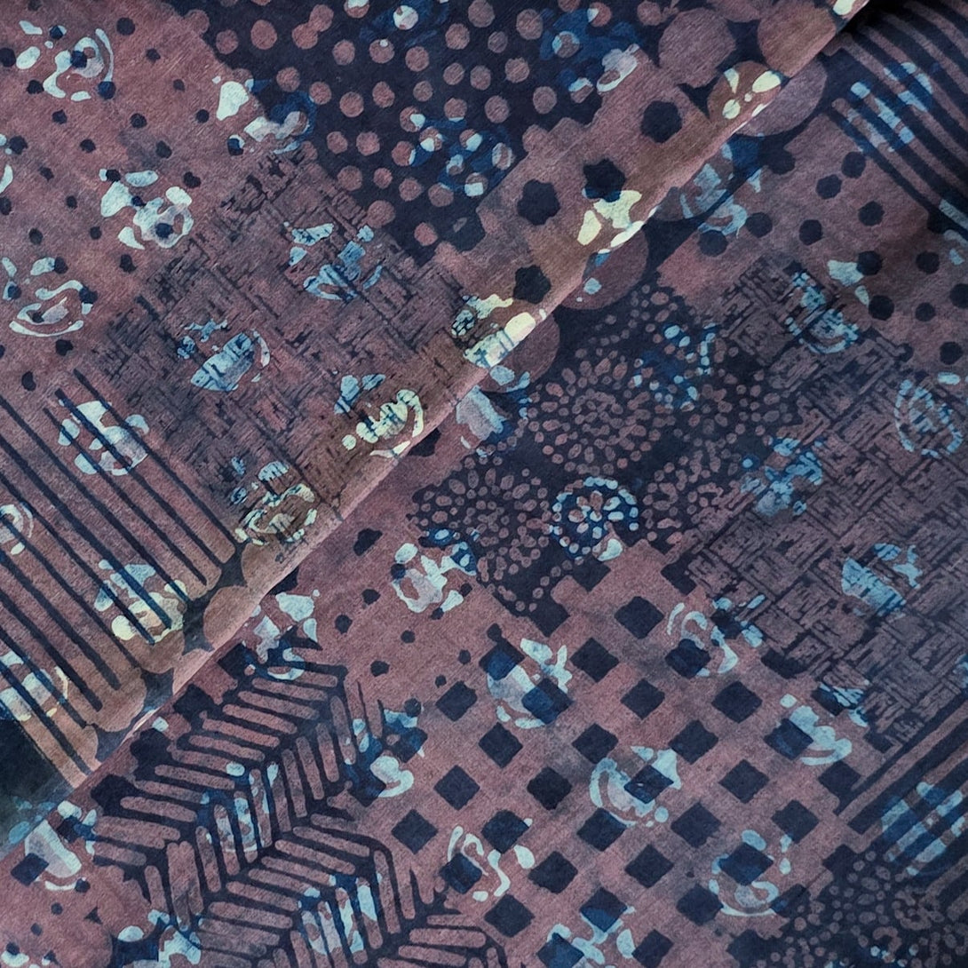 Pure Cotton Bagru Rust Red With Rust Blue Different Design Block Hand ...