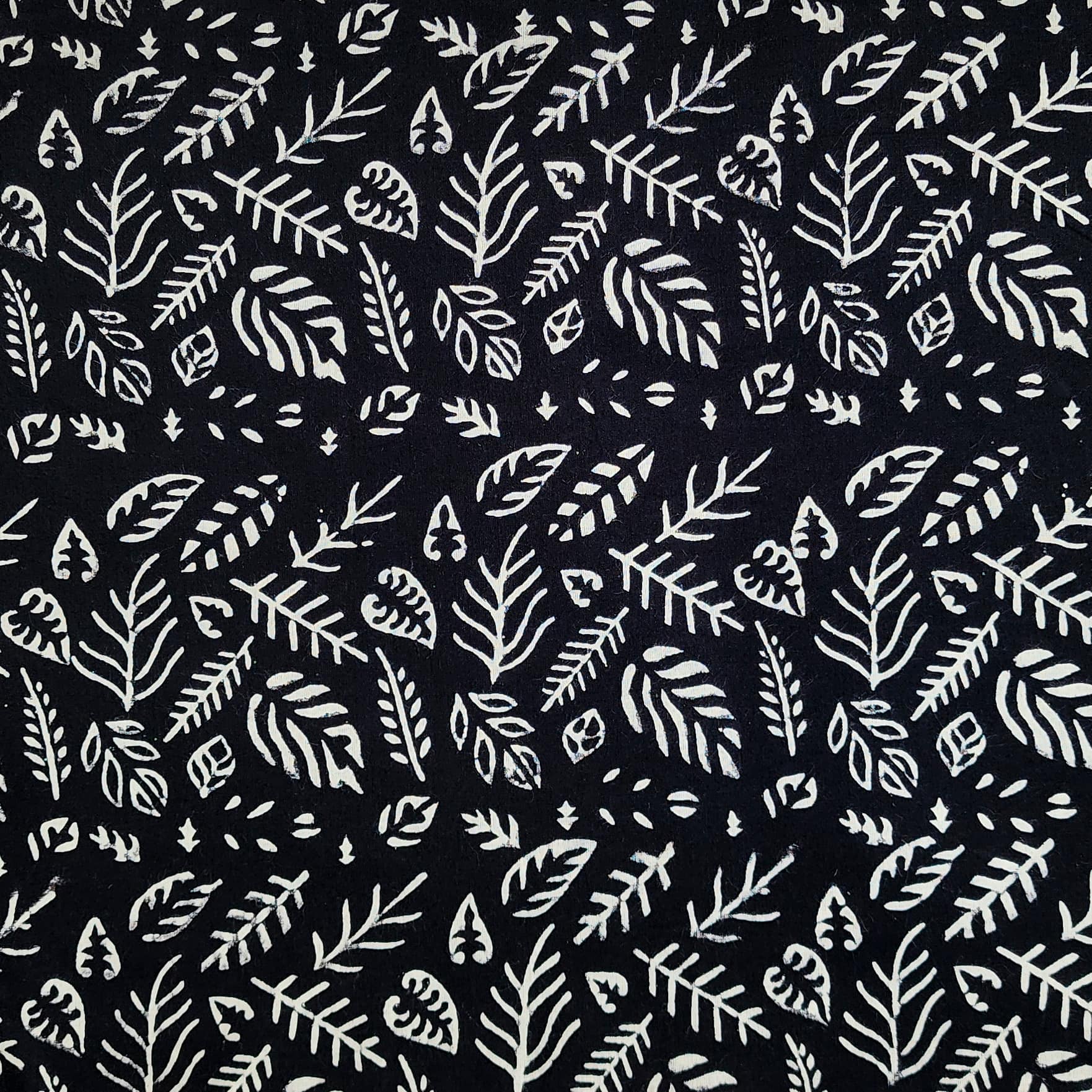 Pure Cotton Discharge Black With White Intricate Design Hand Block Pri ...