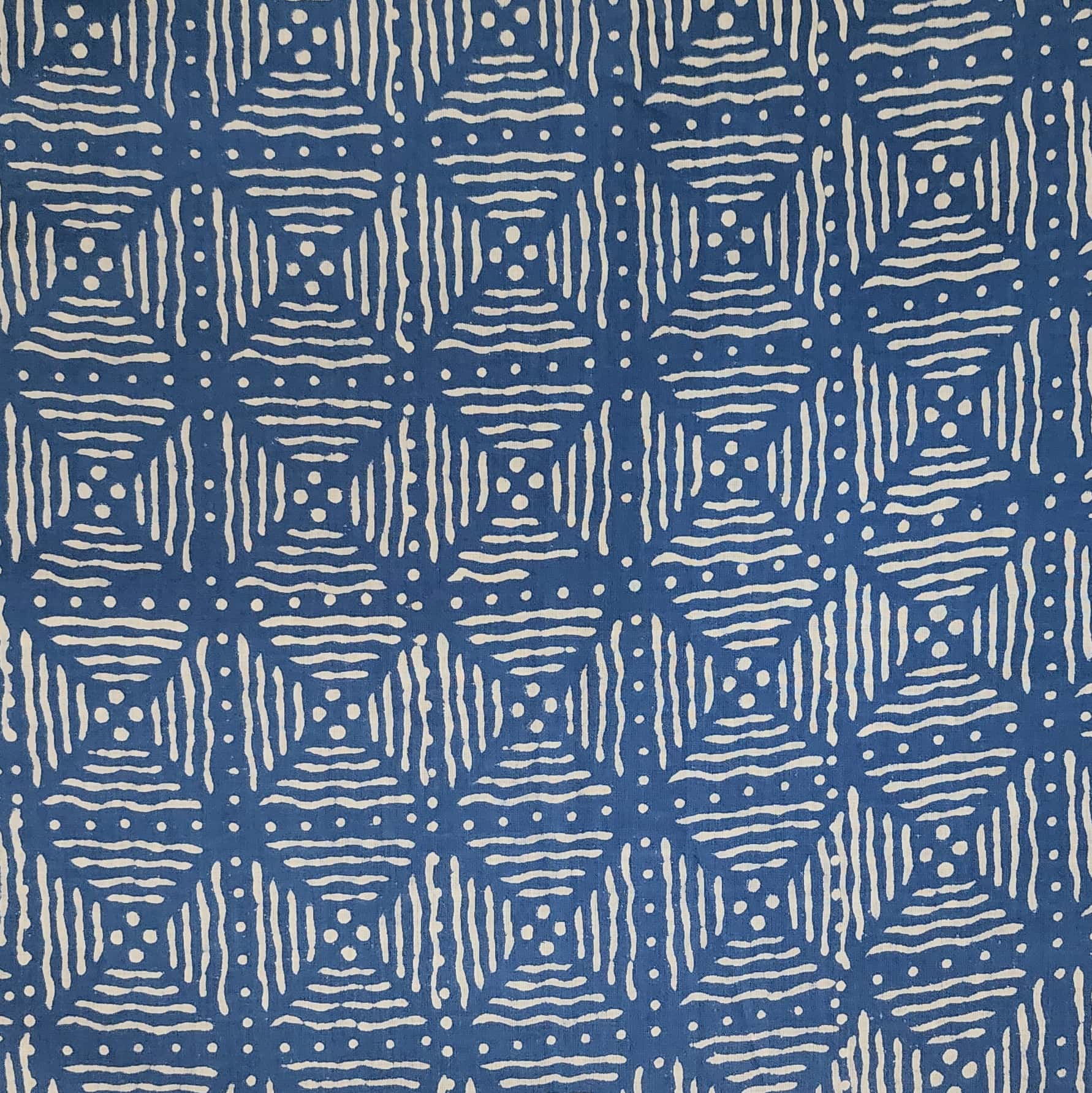 Pure Cotton Discharge Blue Intricate Design Hand Block Print Fabric ...