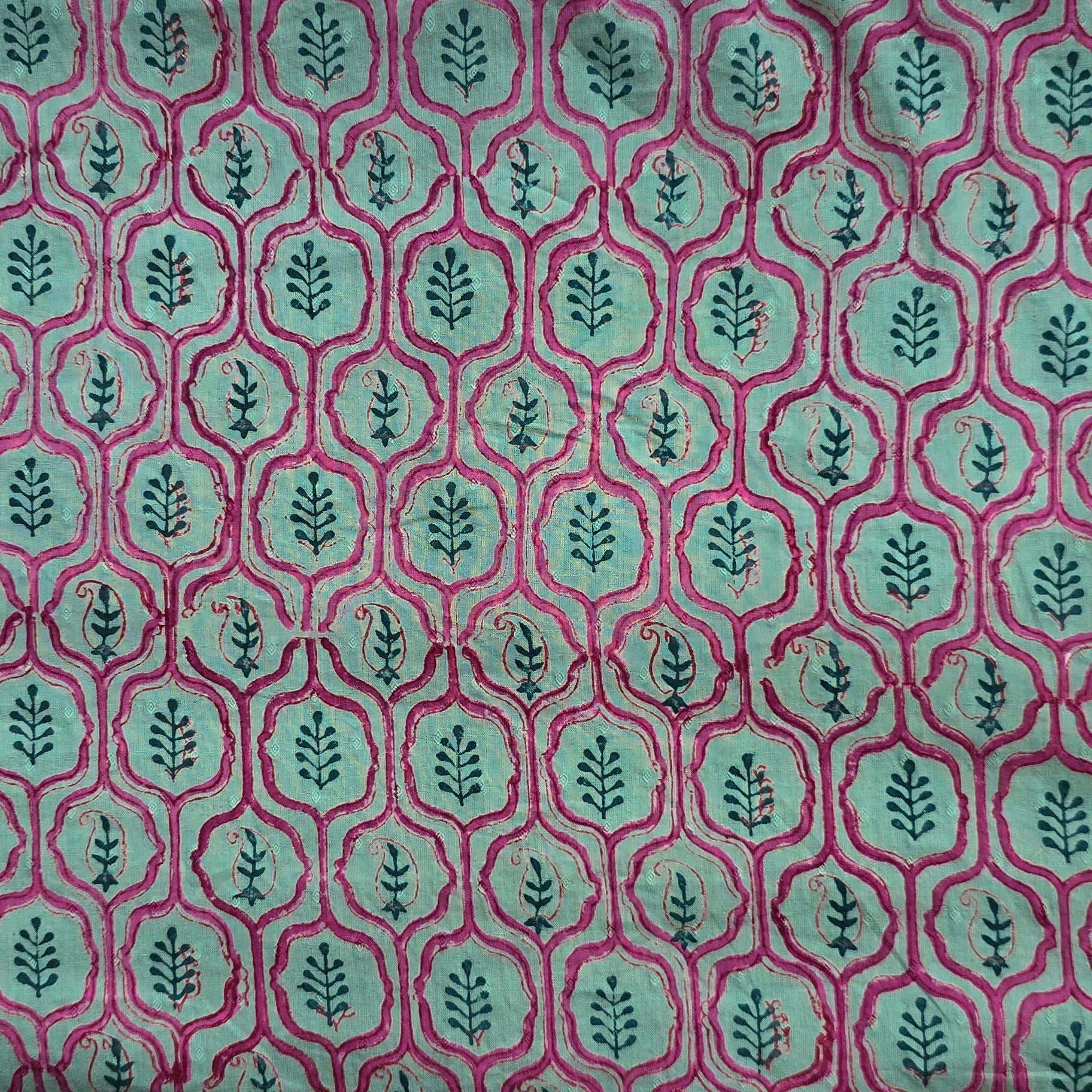 Pure Cotton Discharge Doby Sea Green With Blue Intricate Design Jaal H ...