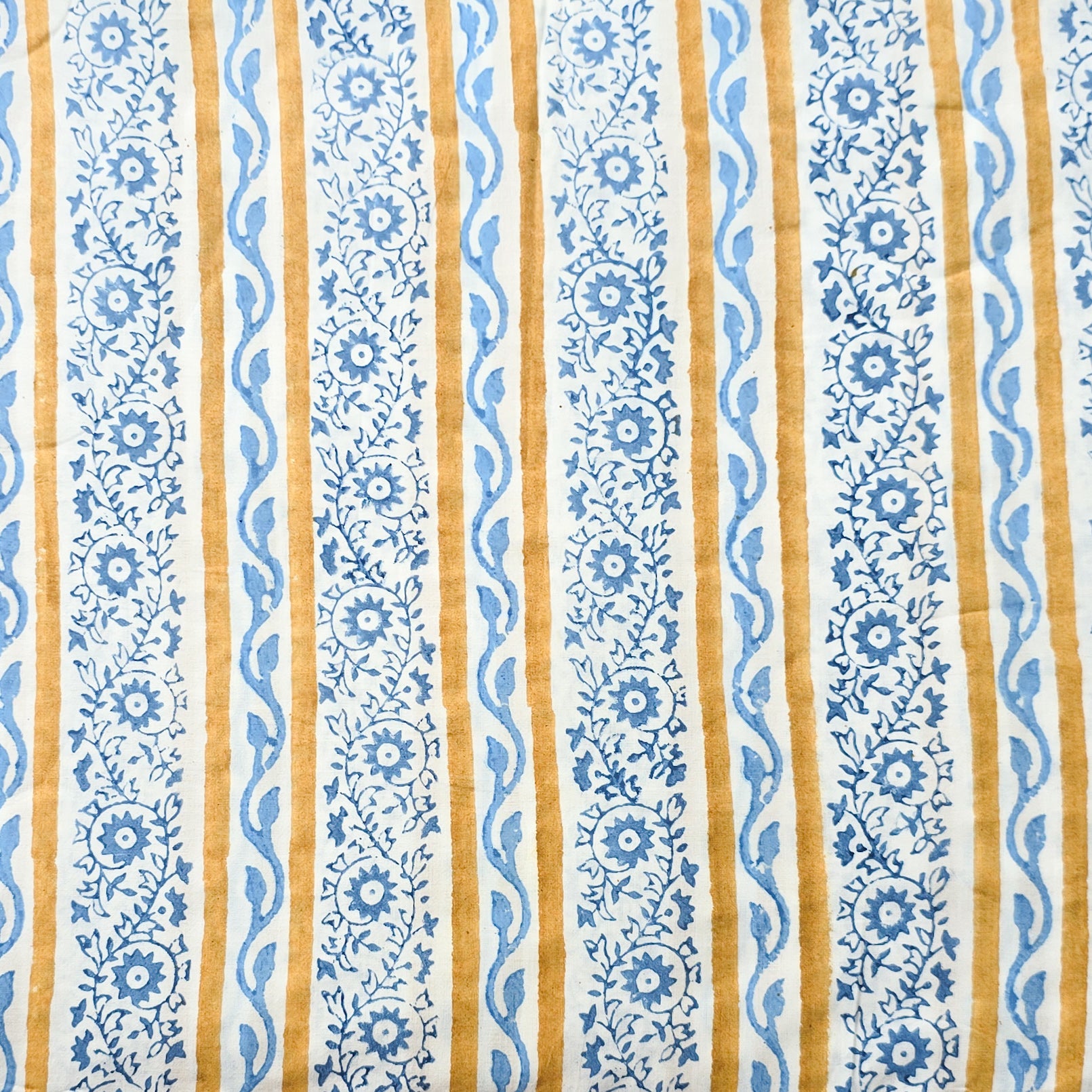(pre-cut 0.90 meter) Pure Cotton Discharge Off White With Yellow Strip ...