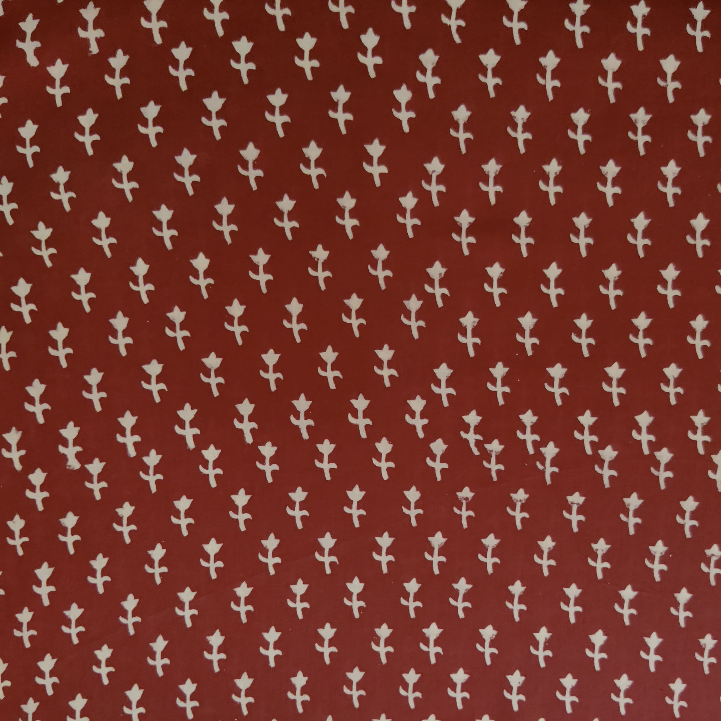 Pre-cut 2 meter Pure Cotton Discharge Rust With Tiny Motifs Hand Block ...