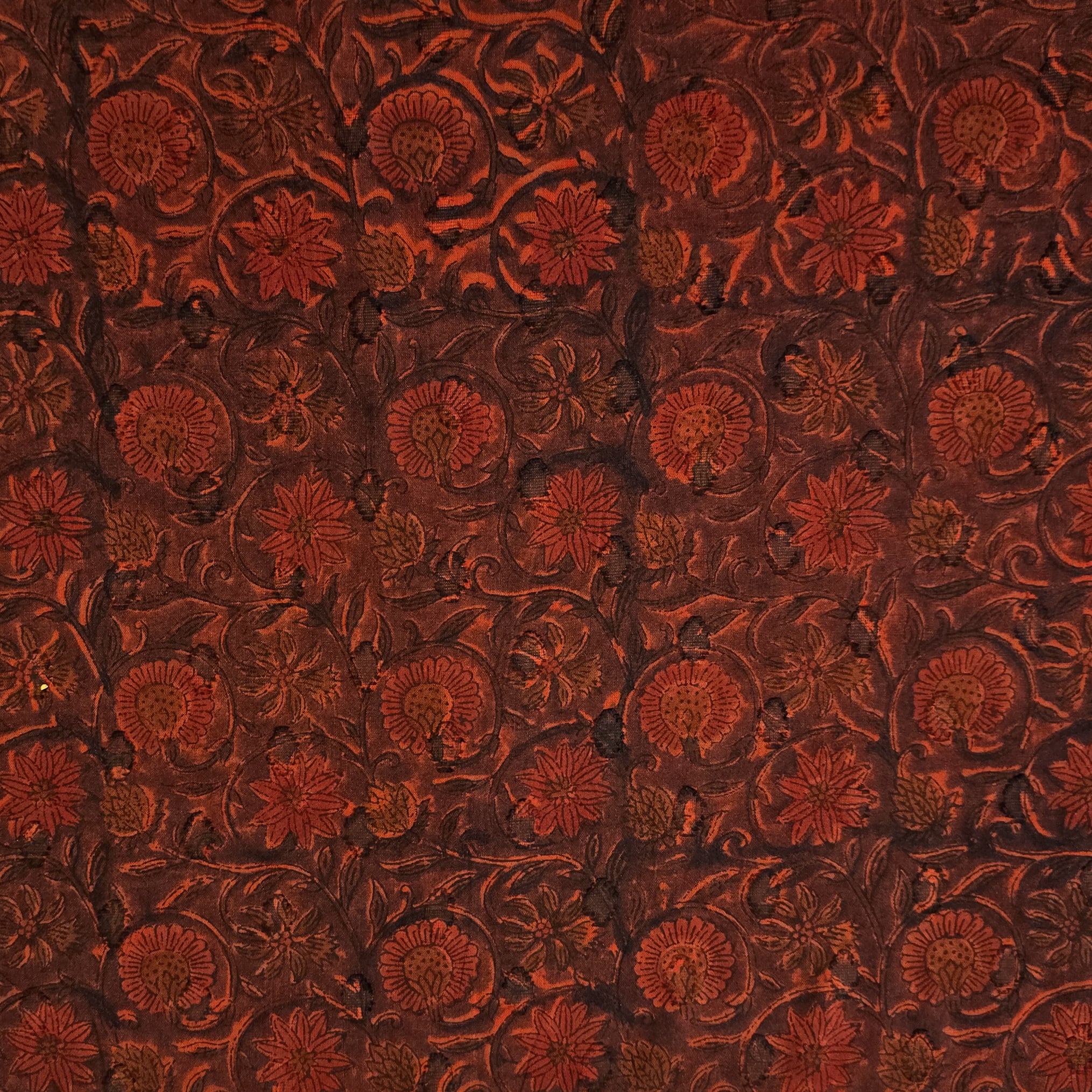 Pre Cut (1 Meter) Pure Cotton Doby Dabu Black With Red Flower Jaal Han – Sanskruti