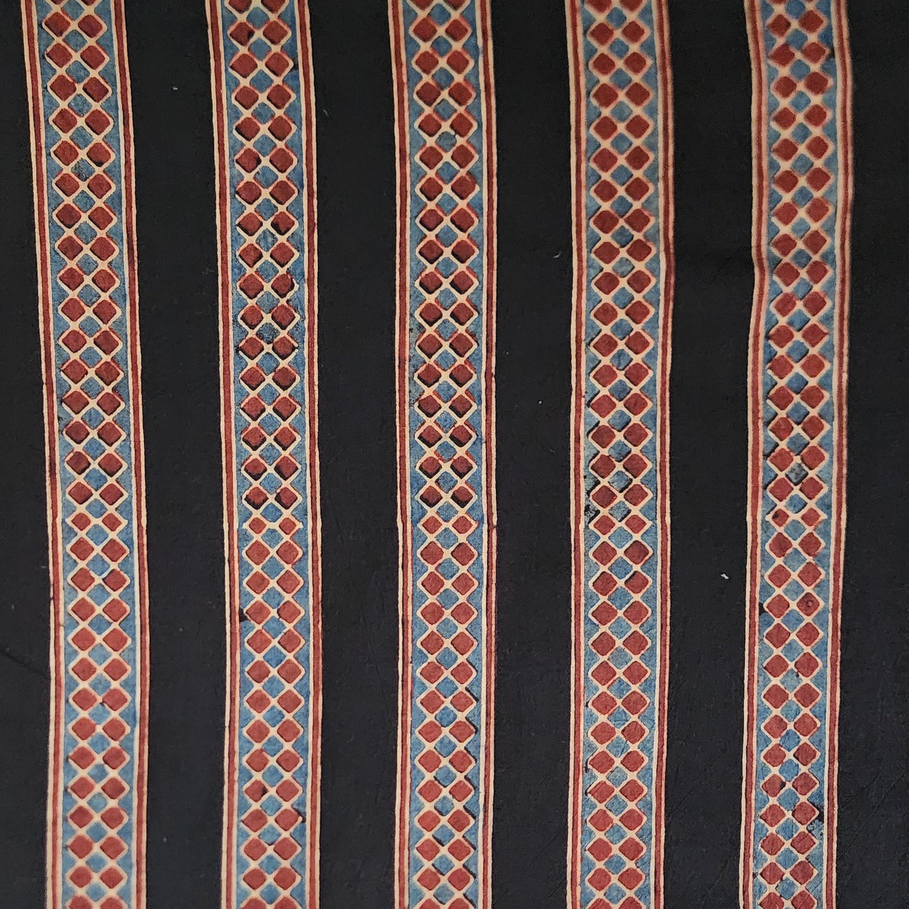 Pure Cotton Double Ajrak Black With Border Hand Block Print Fabric ...