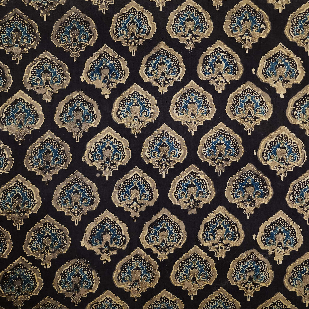 ( Pre-Cut 2.20 Meter ) Pure Cotton Double Ajrak Brown With Intricate M - Sanskruti