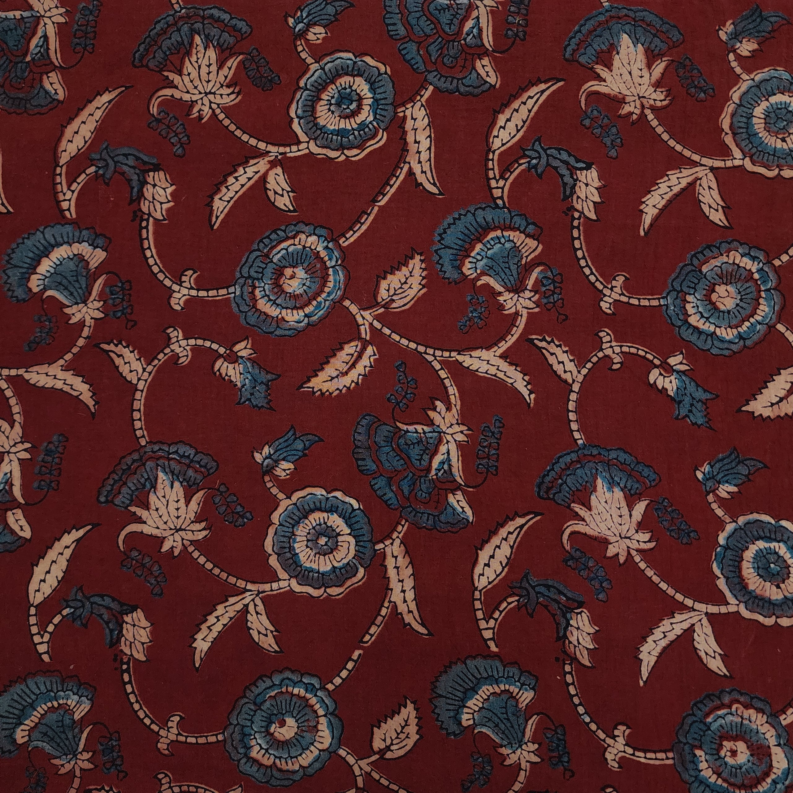 ( Pre-Cut 1.15 Meter ) Pure Cotton Double Ajrak Deep Rust With Cream A – Sanskruti