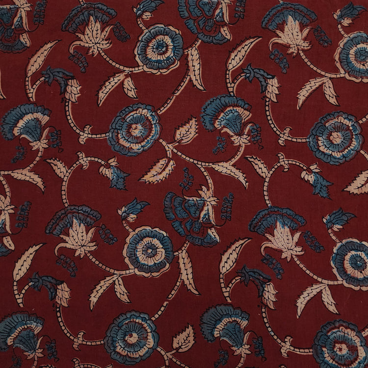 ( Pre-Cut 1.15 Meter ) Pure Cotton Double Ajrak Deep Rust With Cream A – Sanskruti