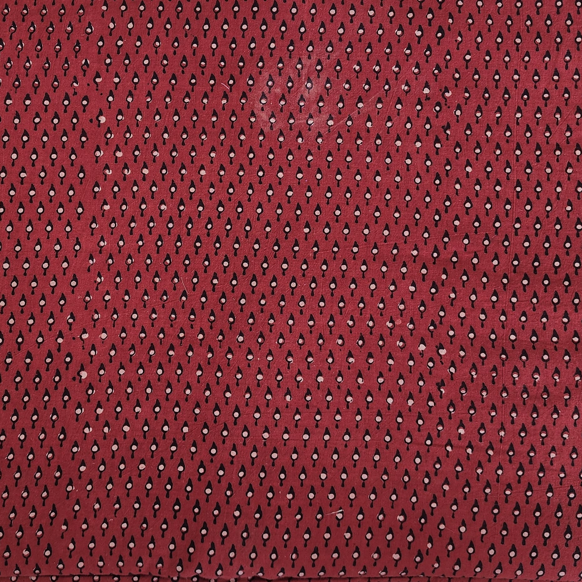 (PRE-CUT 2 METER) Pure Cotton Double Ajrak Rust With Black Cream Tiny – Sanskruti