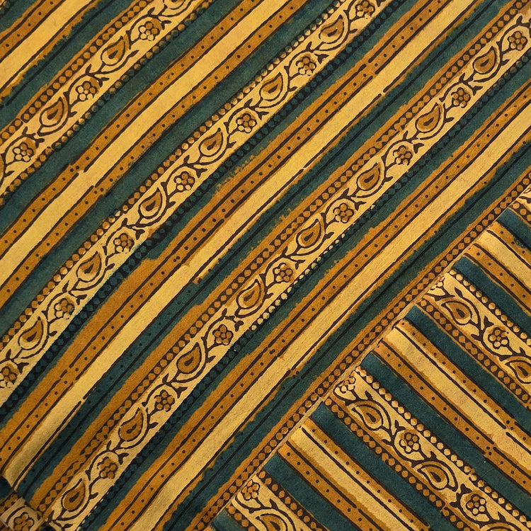 Pure Cotton Double Ajrak Yellow With Green Border Intricate Design Han ...