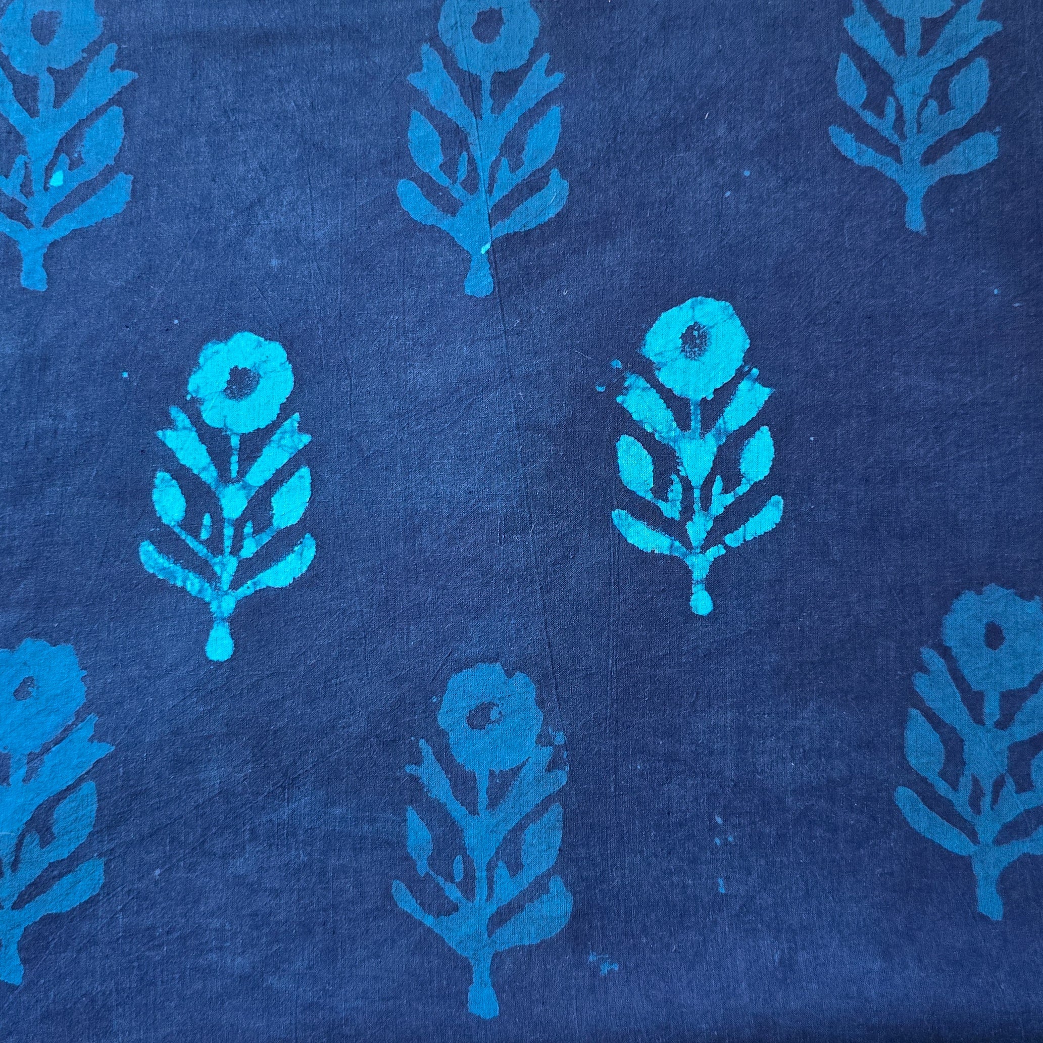 Pure Cotton Double Dabu Dark Blue With Sky Blue Mughal Motif Hand Bloc ...