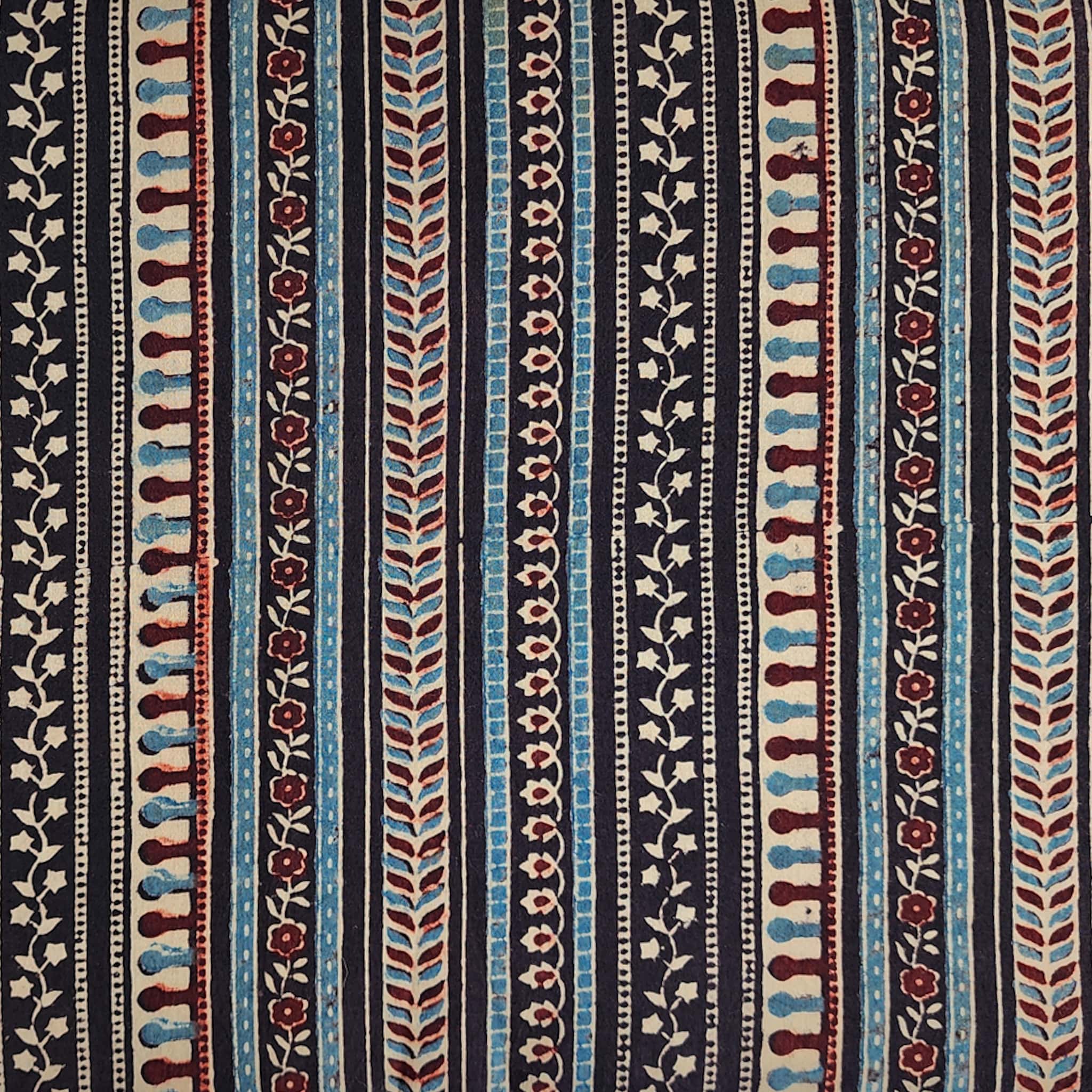 Pure Cotton Gad Ajrak Black With Cream Red Intricate Border Design Han ...