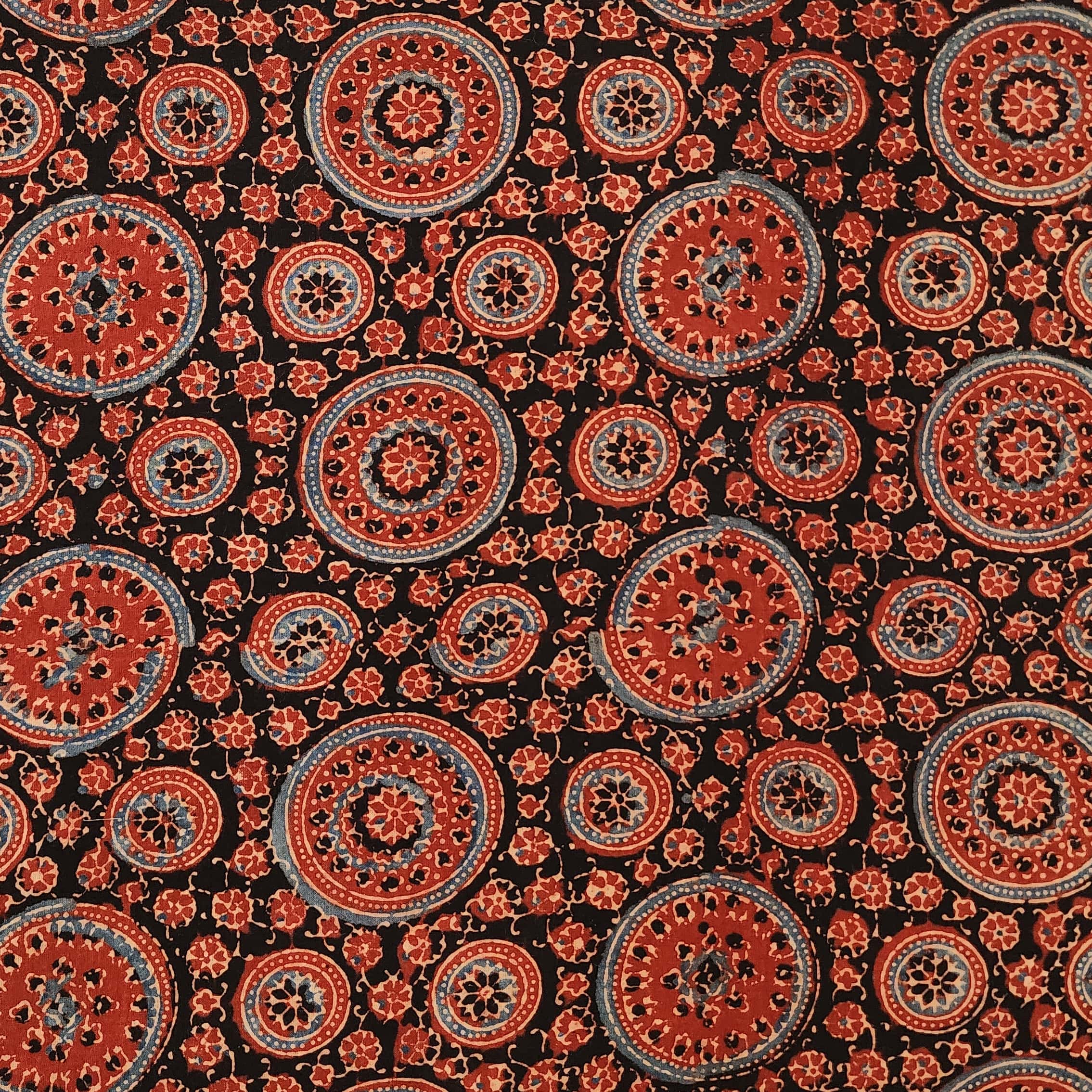 Pure Cotton Gad Ajrak Rust Red And Black Intricate Design Hand Block P ...