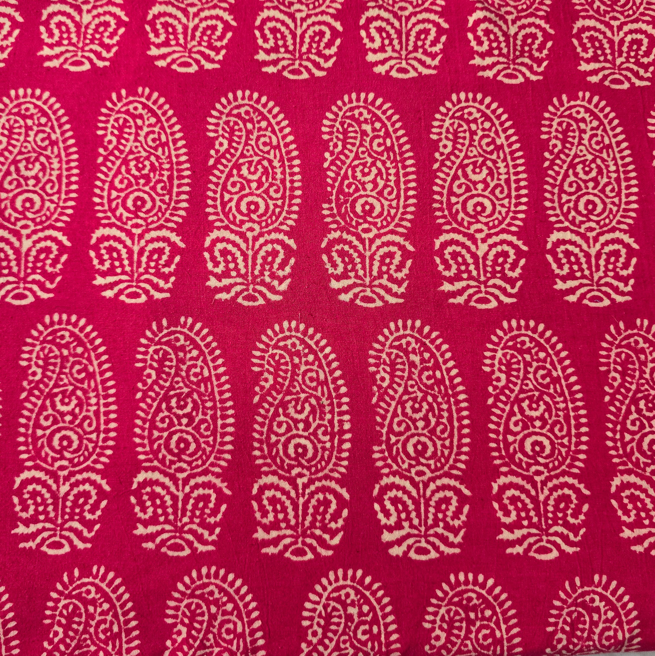 Pure Cotton Gamthi Pink With White Big Fat Kairi Design Hand Block Pri ...