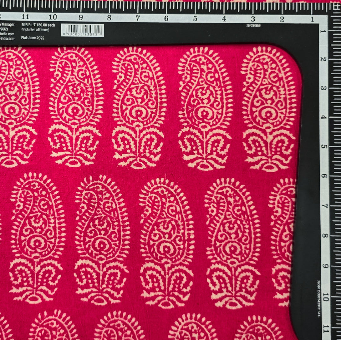 Pure Cotton Gamthi Pink With White Big Fat Kairi Design Hand Block Pri ...