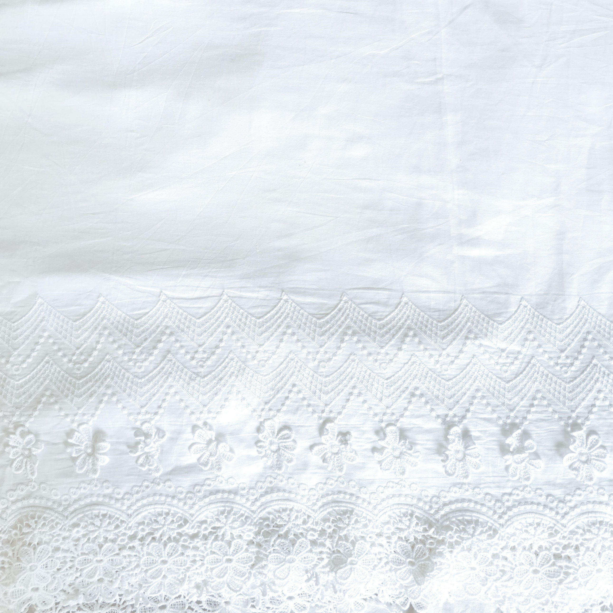 Pure Cotton Hakoba White Border Lace Big Design Fabric – Sanskruti