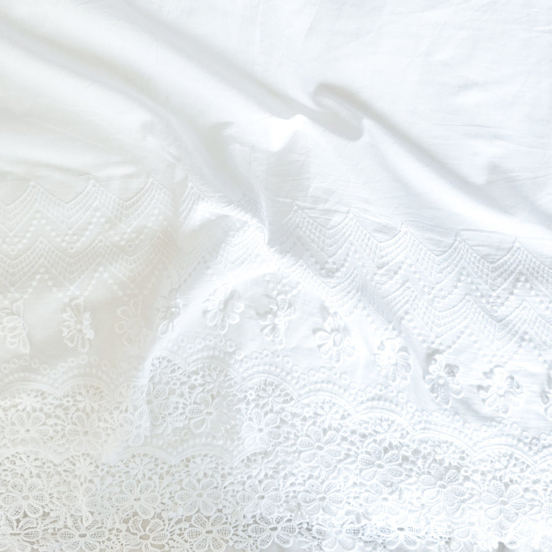 Pure Cotton Hakoba White Border Lace Big Design Fabric – Sanskruti