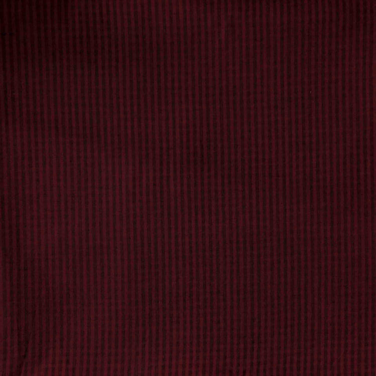 Pre Cut (1 Meter ) Pure Cotton Handloom Maroon With Black Self Design ...