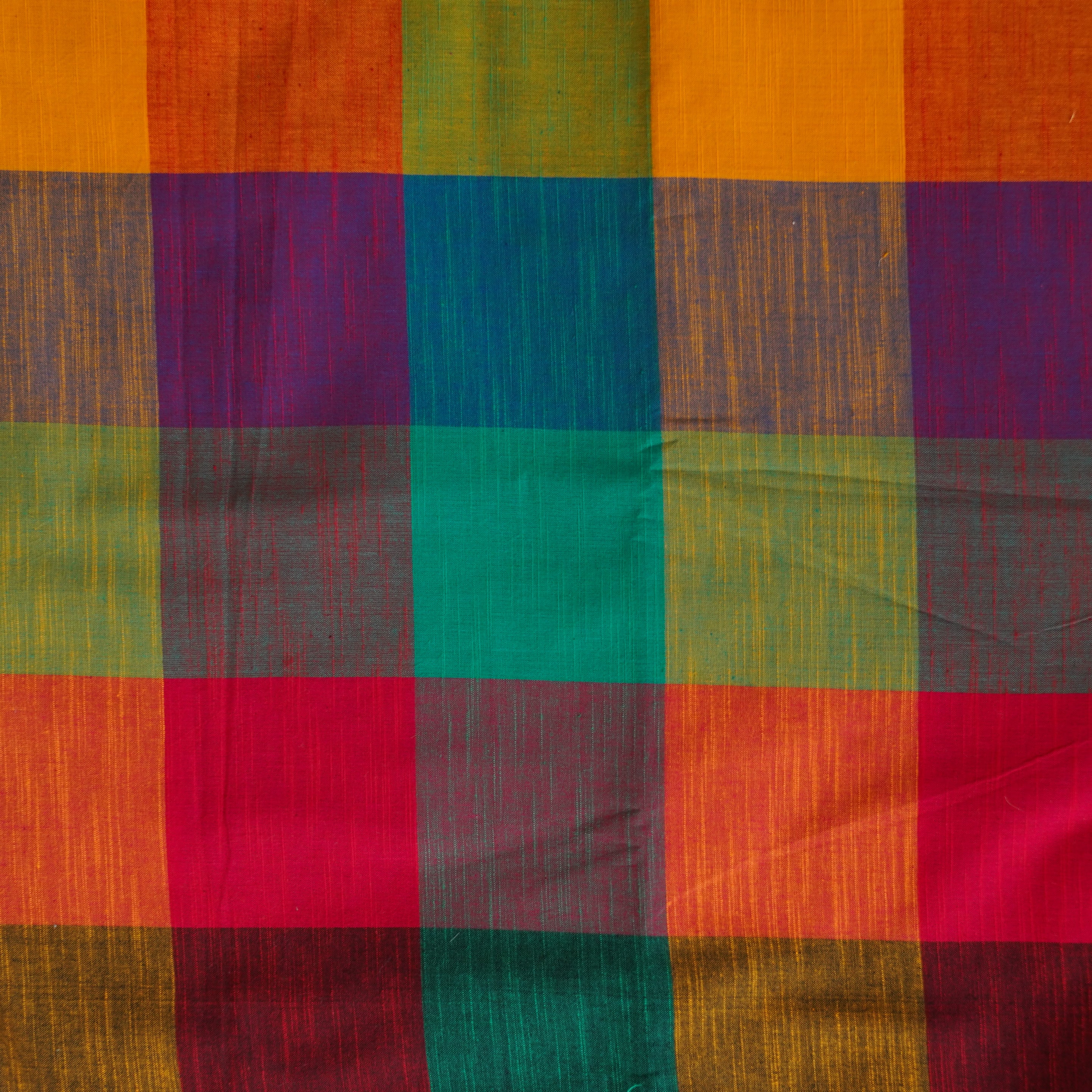 Pure Cotton Handloom Multicolor Squares Woven Fabric – Sanskruti