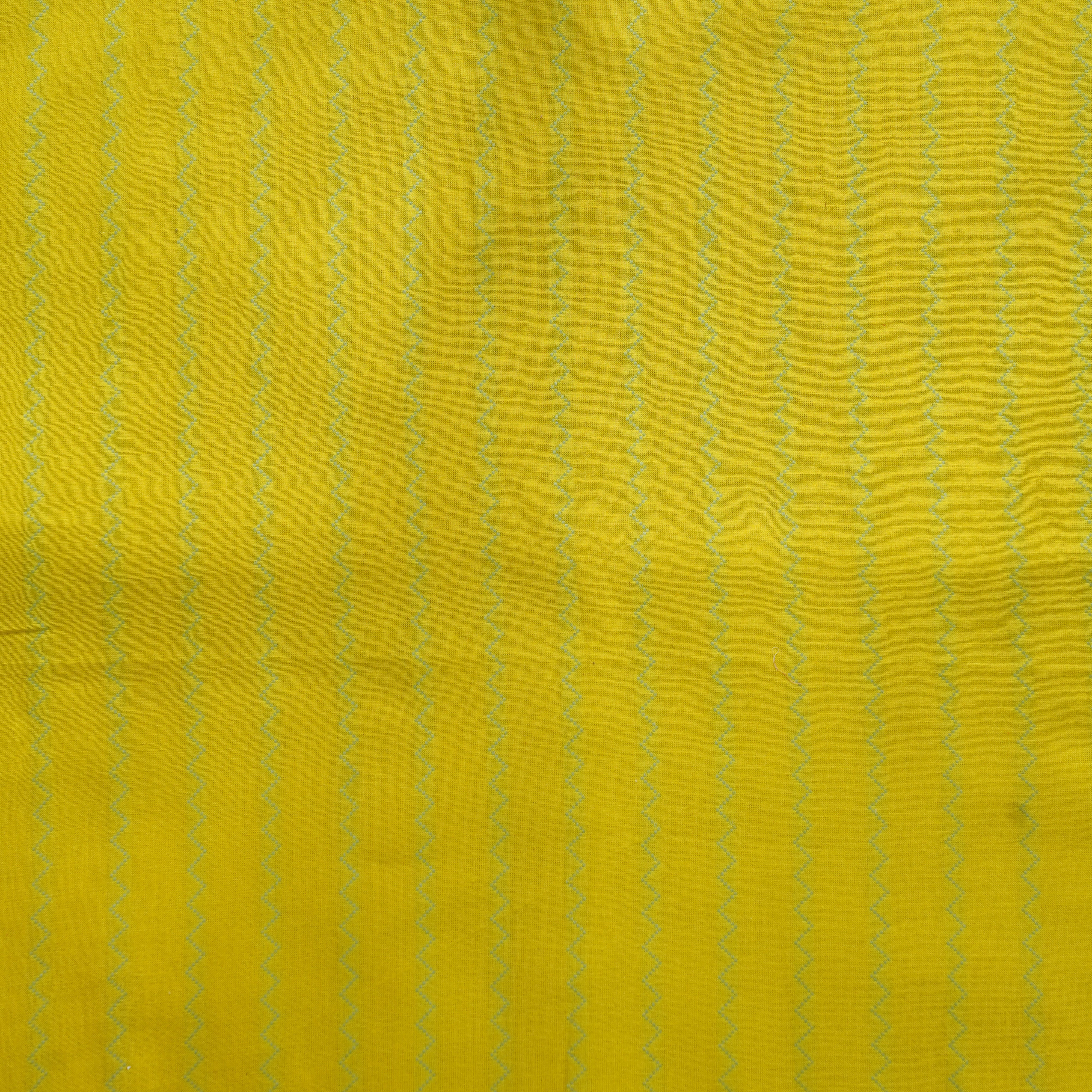(Pre-Cut 0.87 Meter ) Pure Cotton Handloom Mustard With Mint Green Des ...