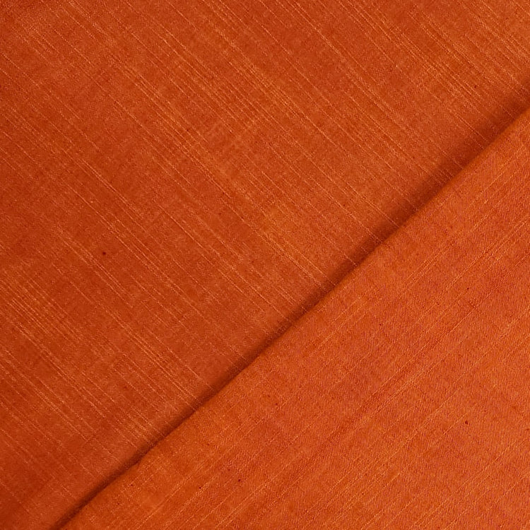 Pure Cotton Handloom Orange With Purple Border Hand Woven Fabric ...