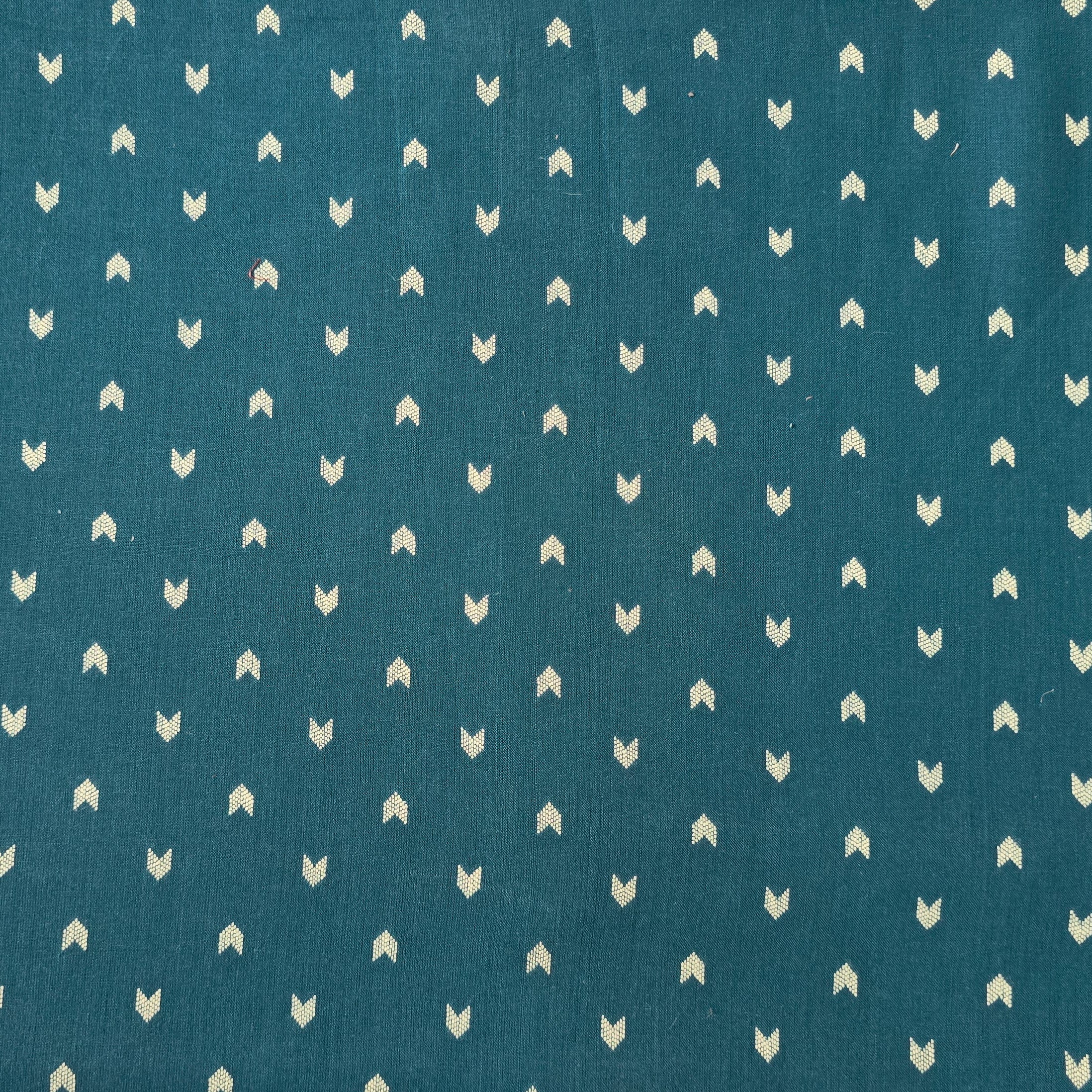 Pure Cotton Handloom Persian Blue With Cream Small Arrowhead Motifs Fa ...
