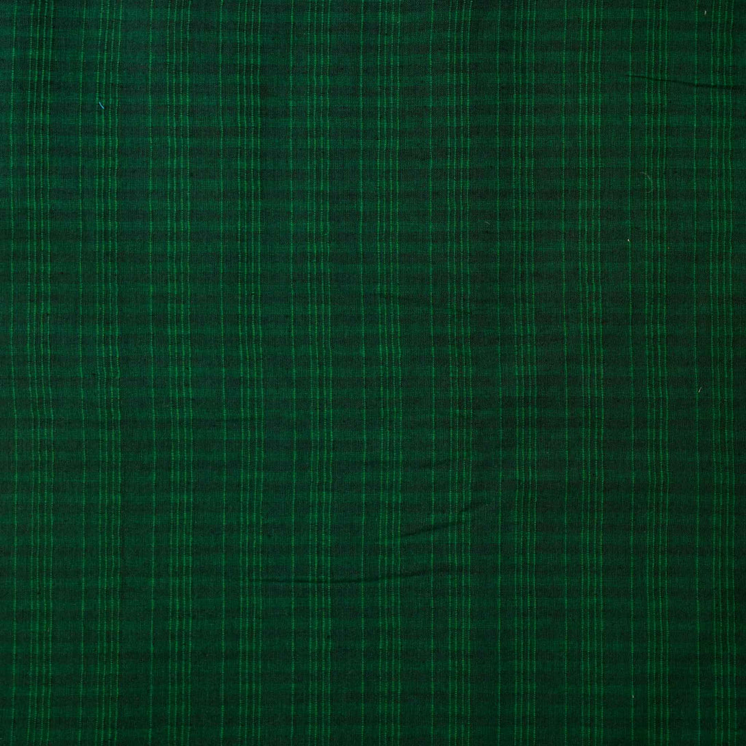 ( Pre-Cut 2.30 Meter ) Pure Cotton Handloom Plain Dark Green With Self ...