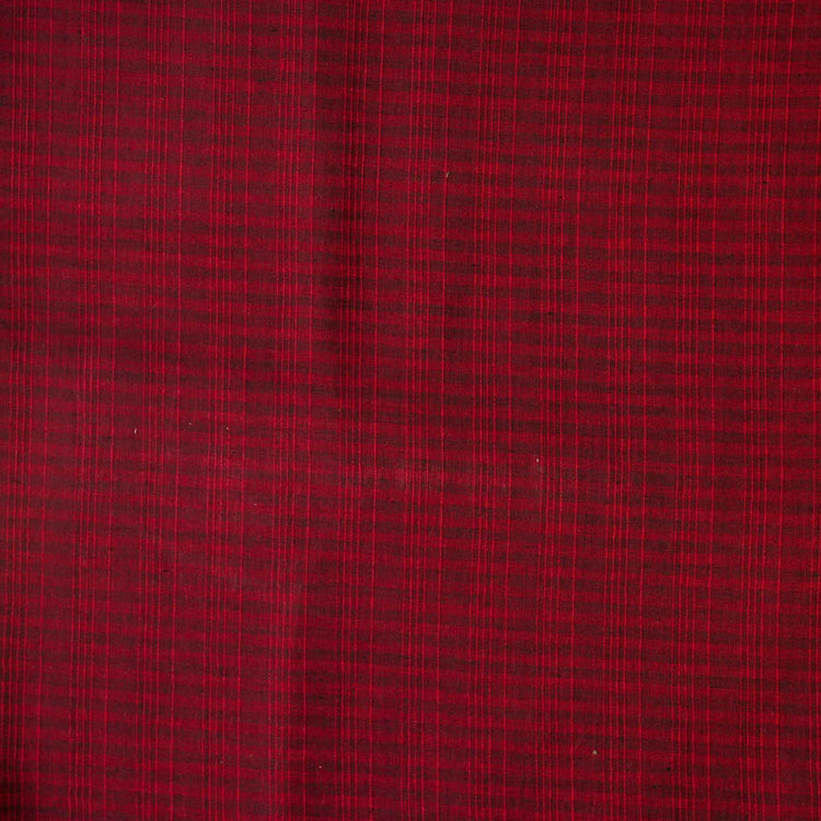 Pure Cotton Handloom Plain Maroon With Black Shade Of Stripes Hand Wov ...