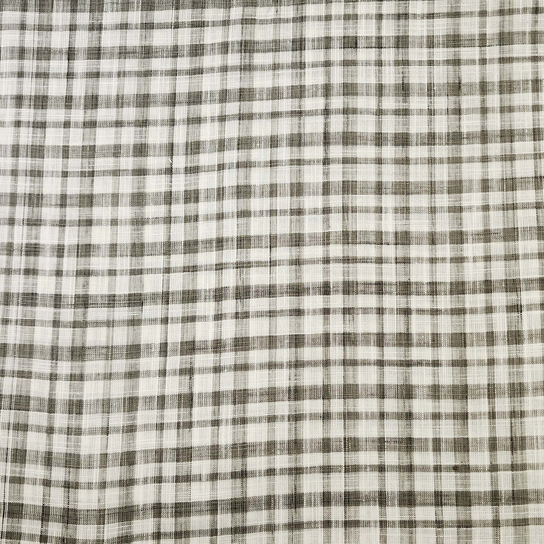 ( Pre-Cut 0.80 Meter ) Pure Cotton Handloom White With Grey Small Chec ...