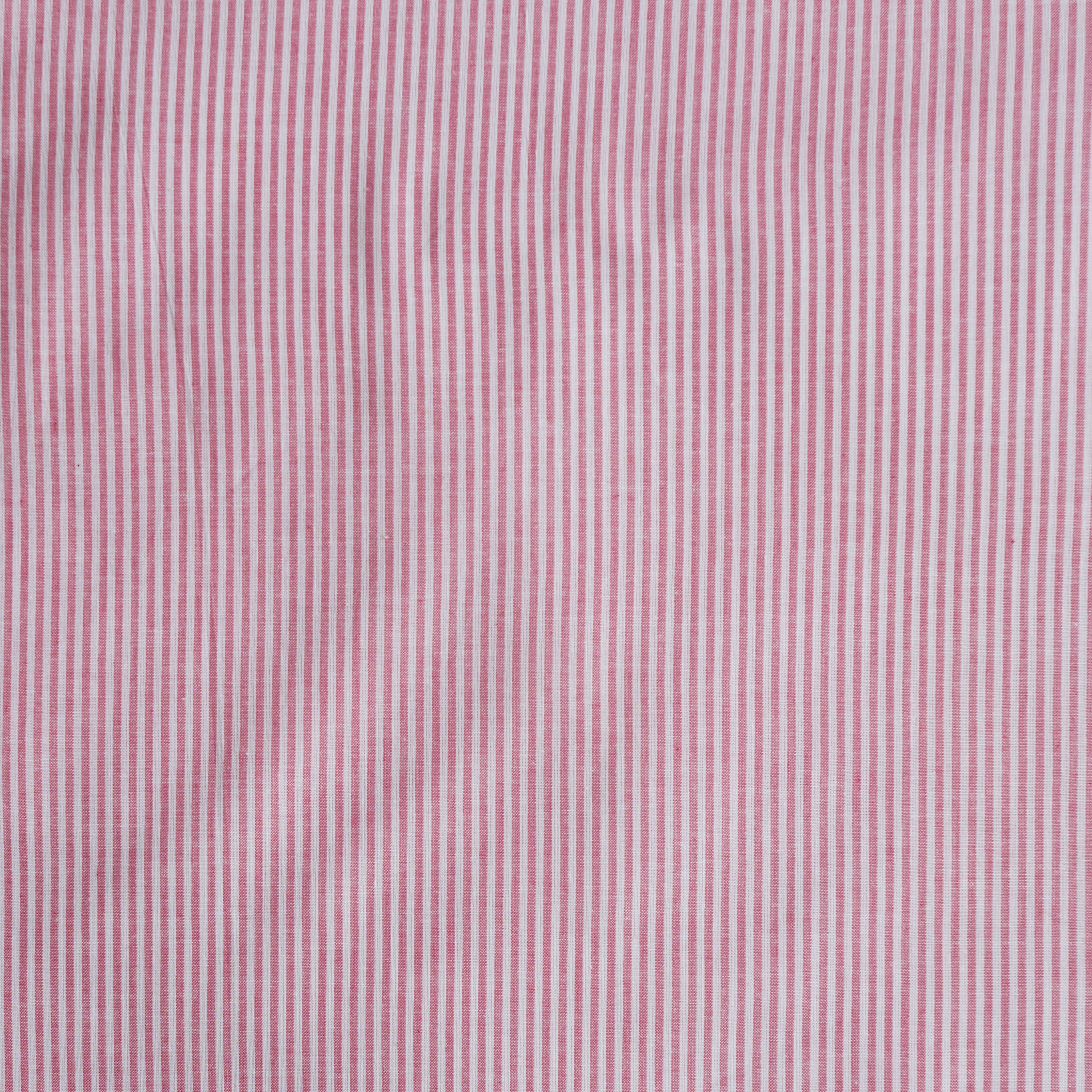 (PRE-CUT 1.95 METER) Pure Cotton Handloom White With Pink Stripes Wove ...