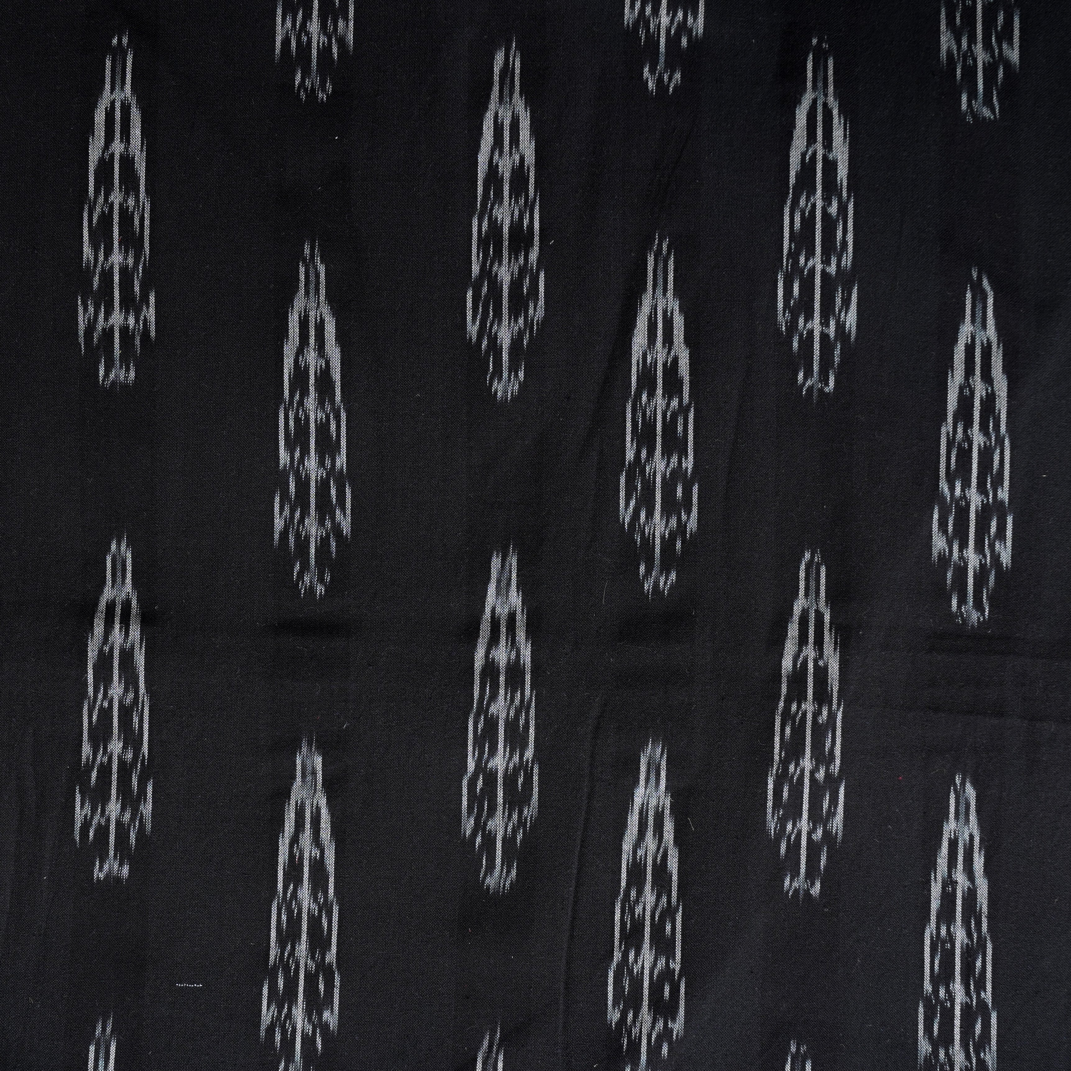 (PRE-CUT 2.25 METER) Pure Cotton Ikkat Black With Ashok Tree Weave Wov ...